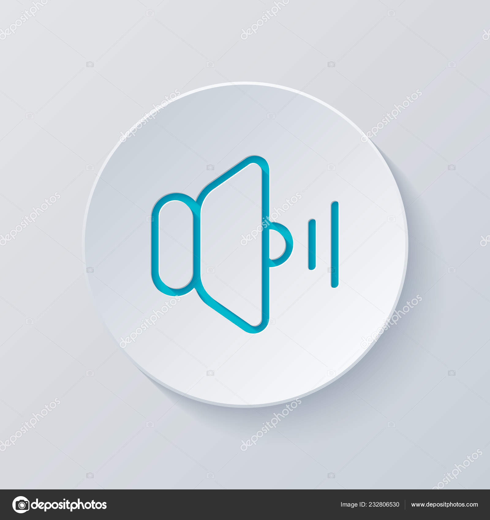 Volume Medium Icon Cut Circle Gray Blue Layers Paper Style Stock Vector ...