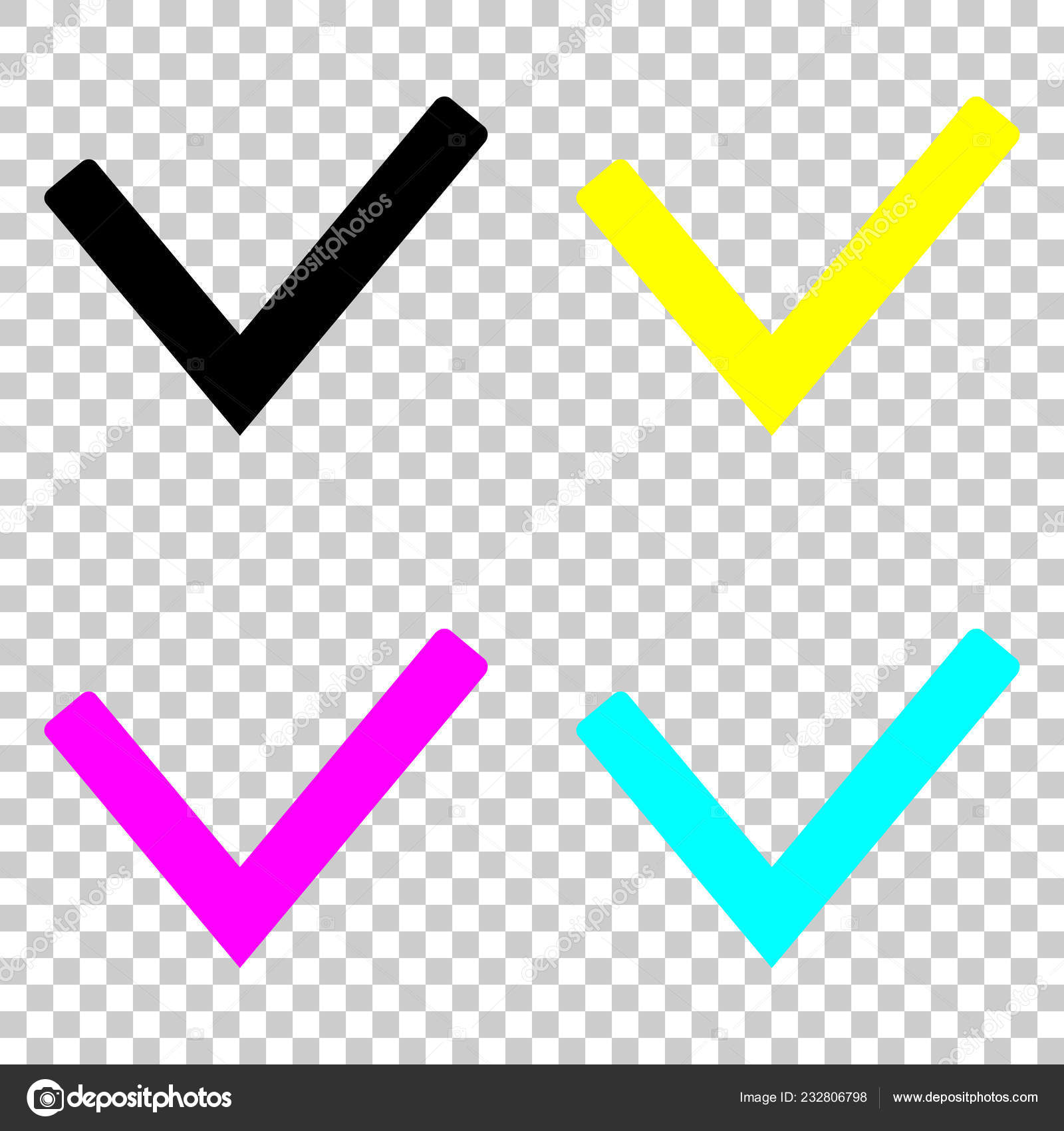Check Mark Icon Colored Set Cmyk Icons Transparent Background Stock ...