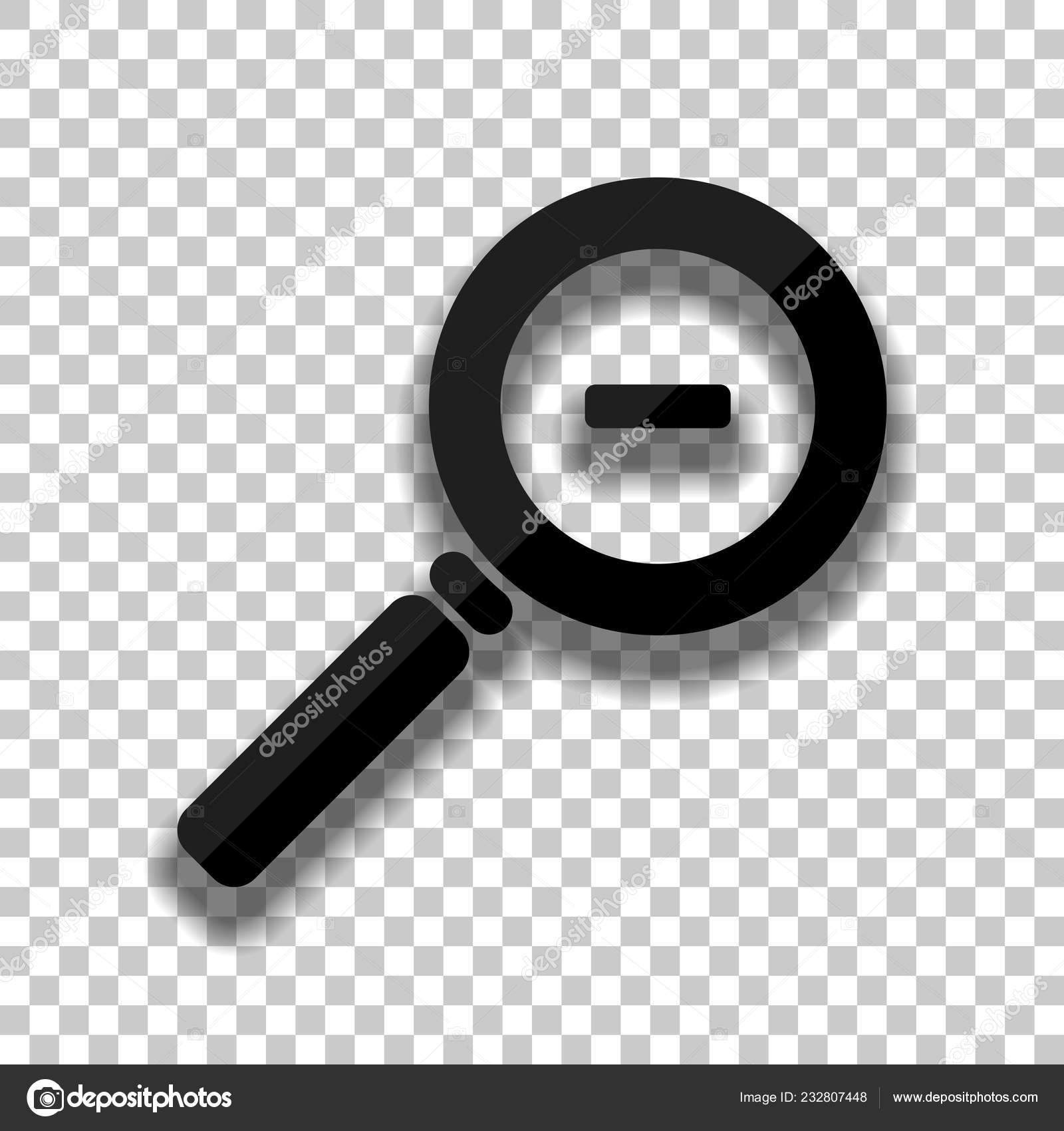 Zoom Hacia Fuera Icono Icono Vidrio Negro Con Sombra Suave Vector de ...