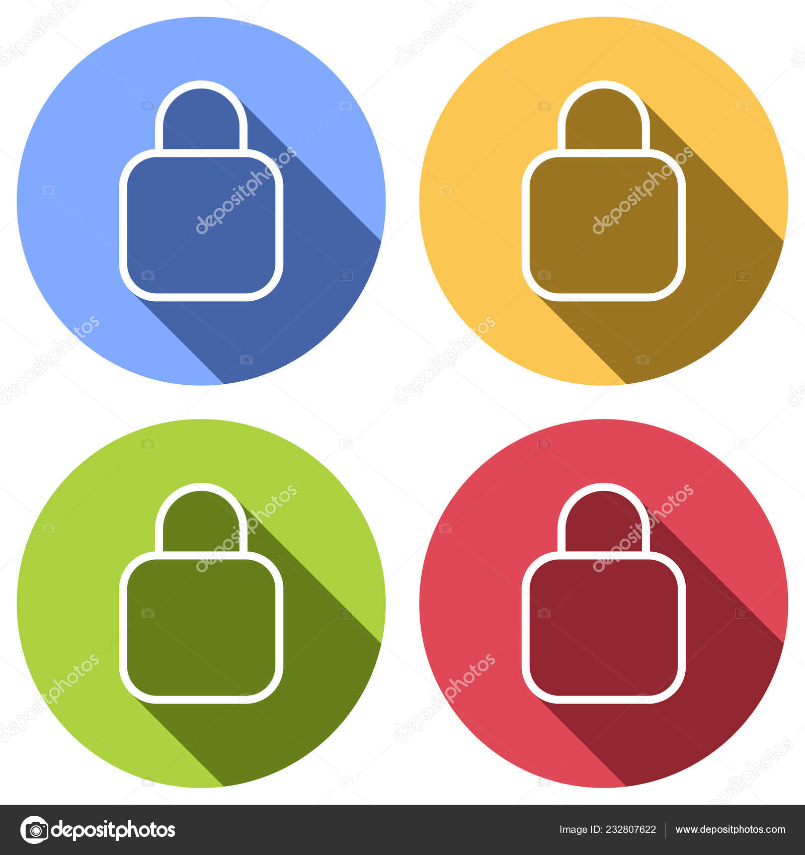 Simple Lock Icon Linear Symbol Thin Outline Set White Icons Stock ...