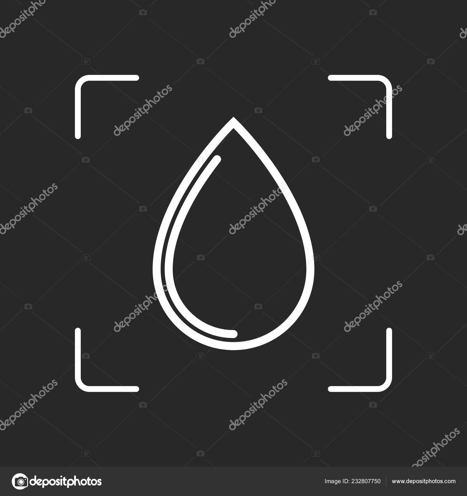 Water Drop Icon White Object Camera Autofocus Dark Background Stock ...