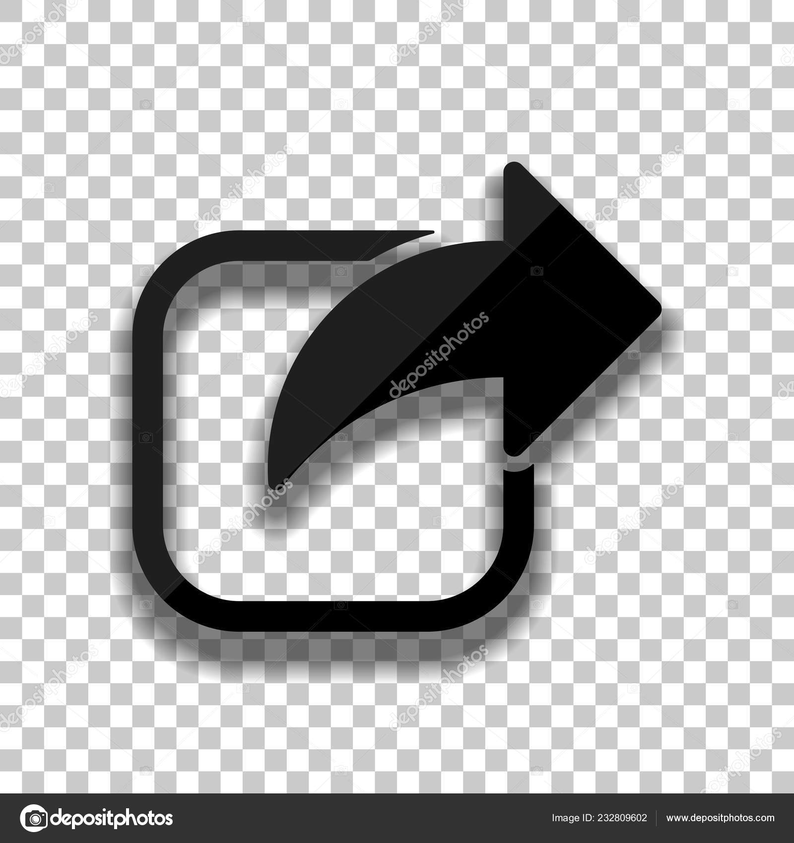 Share Icon Arrow Square Black Glass Icon Soft Shadow Transparent Stock ...