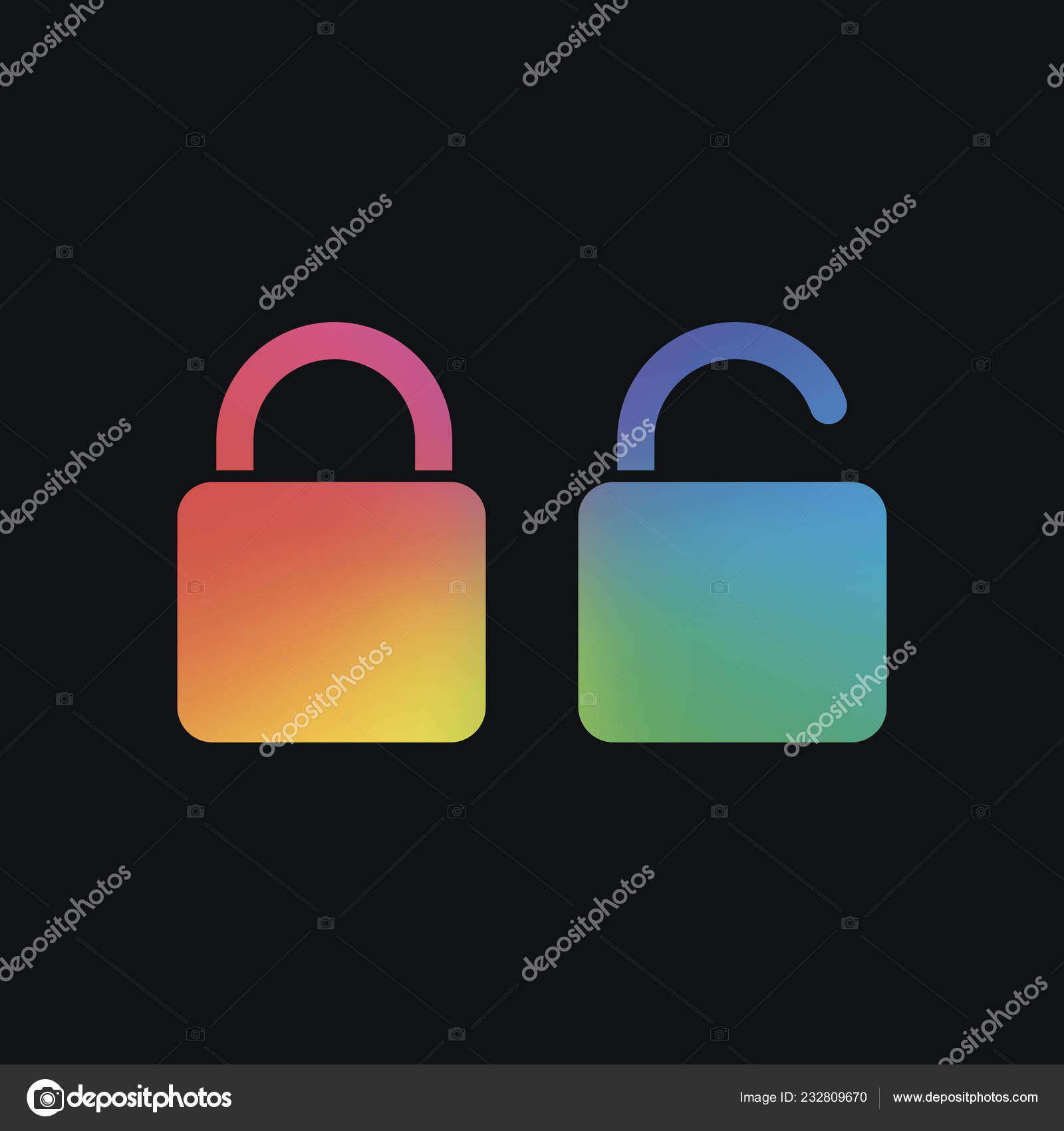 Lock Unlock Icon Rainbow Color Dark Background Stock Vector Image by ...