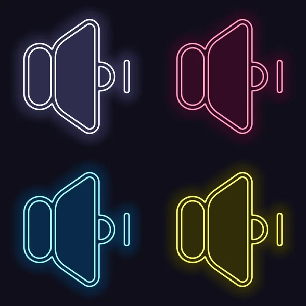Volume Max Icon Set Neon Sign Casino Style Dark Background Stock Vector ...