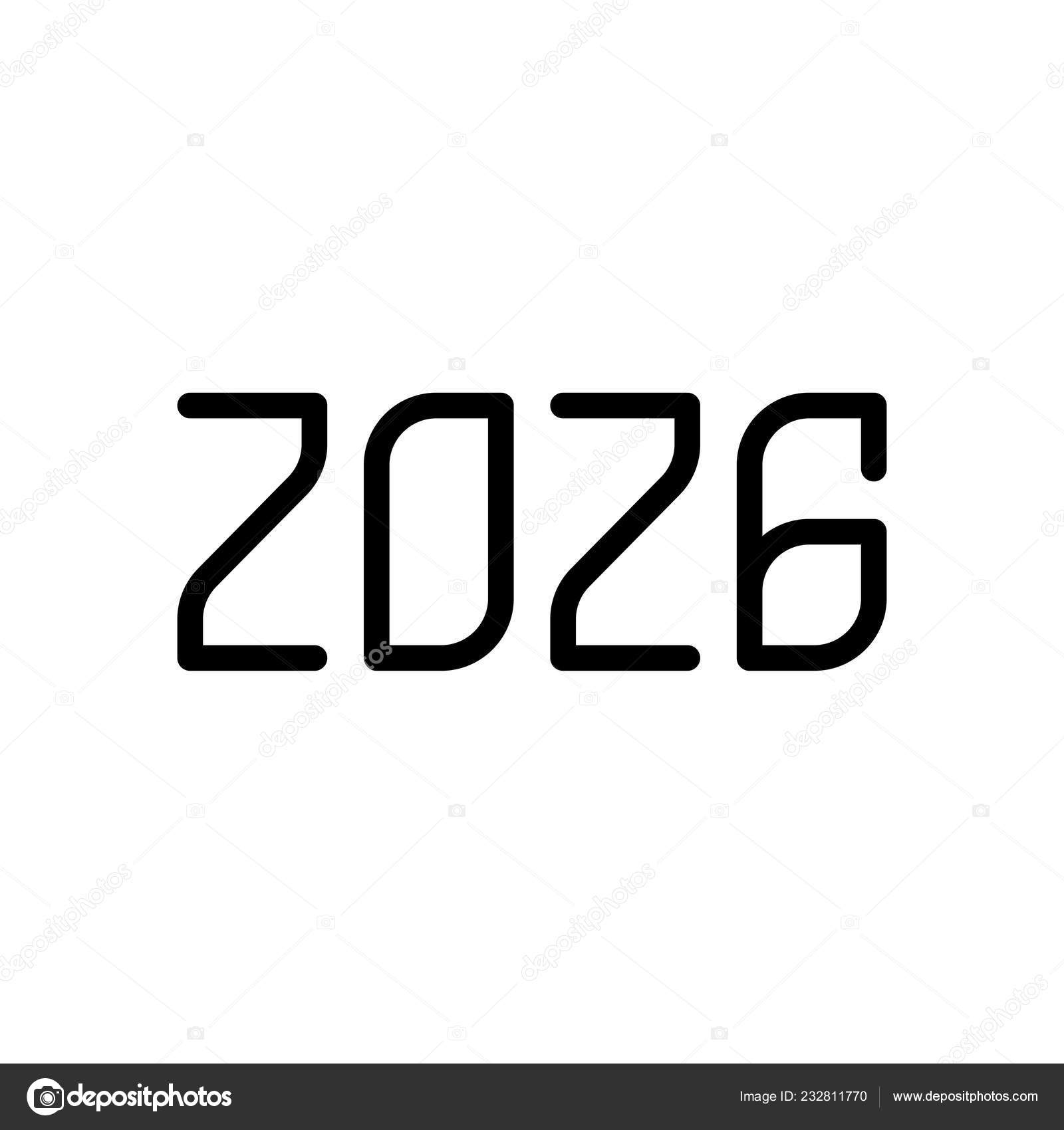 2026 Number Icon Happy New Year Black White Background Stock Vector by ...