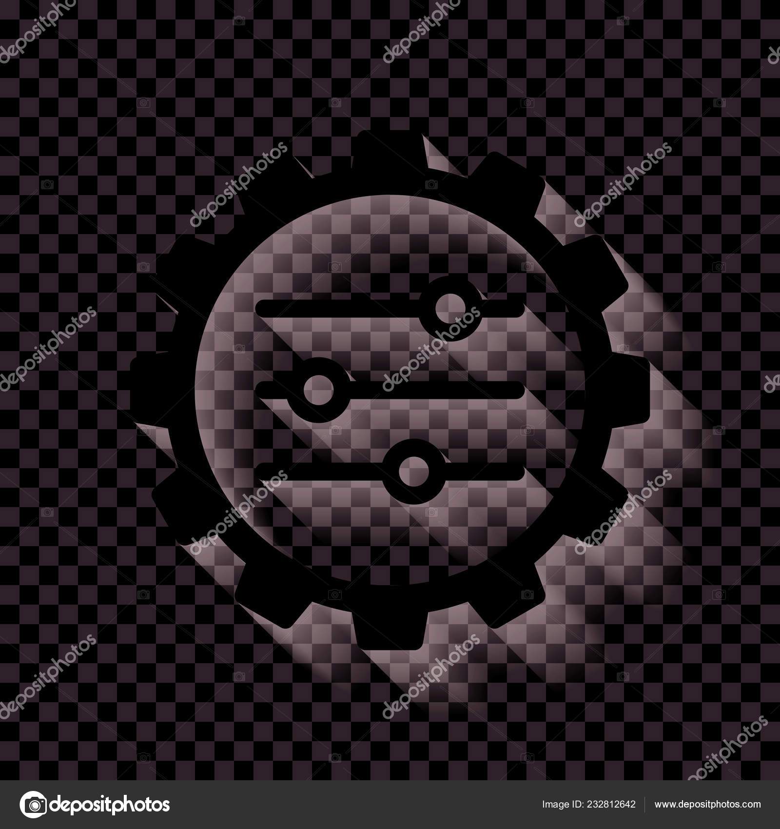 Setting Icon Gear White Icon Shadow Transparent Background Stock Vector ...
