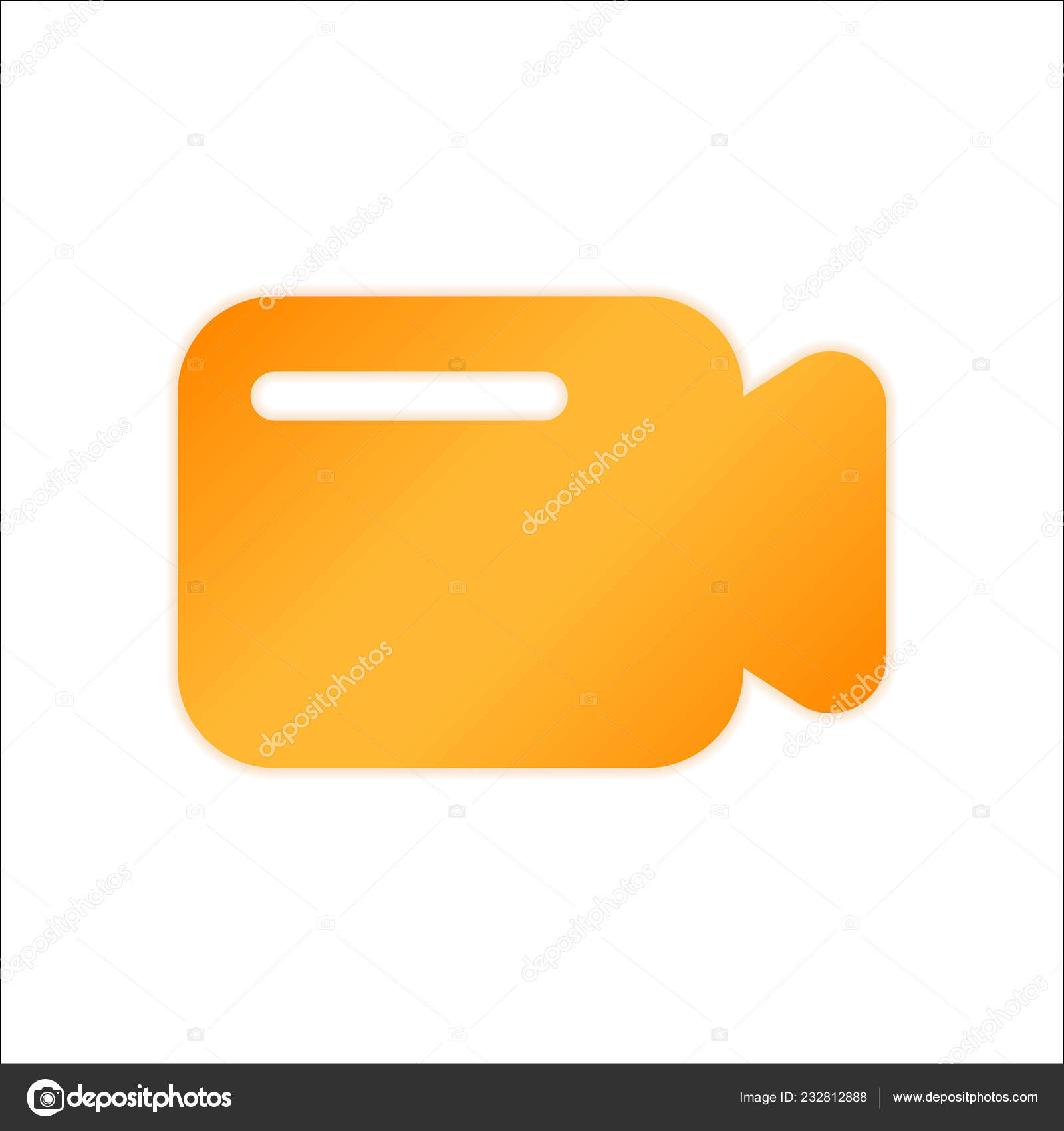 Simple Video Camera Icon Orange Sign Low Light White Background Stock ...