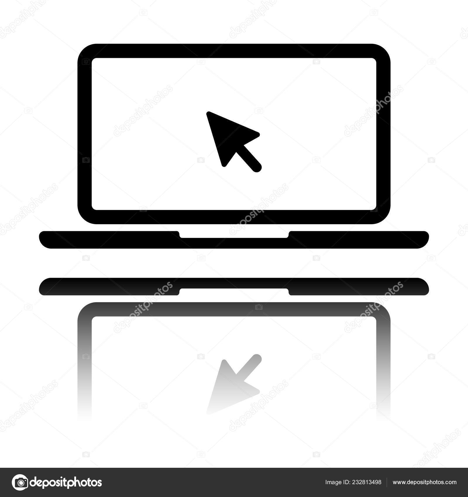 Laptop Notebook Arrow Screen Black Icon Mirror Reflection White ...