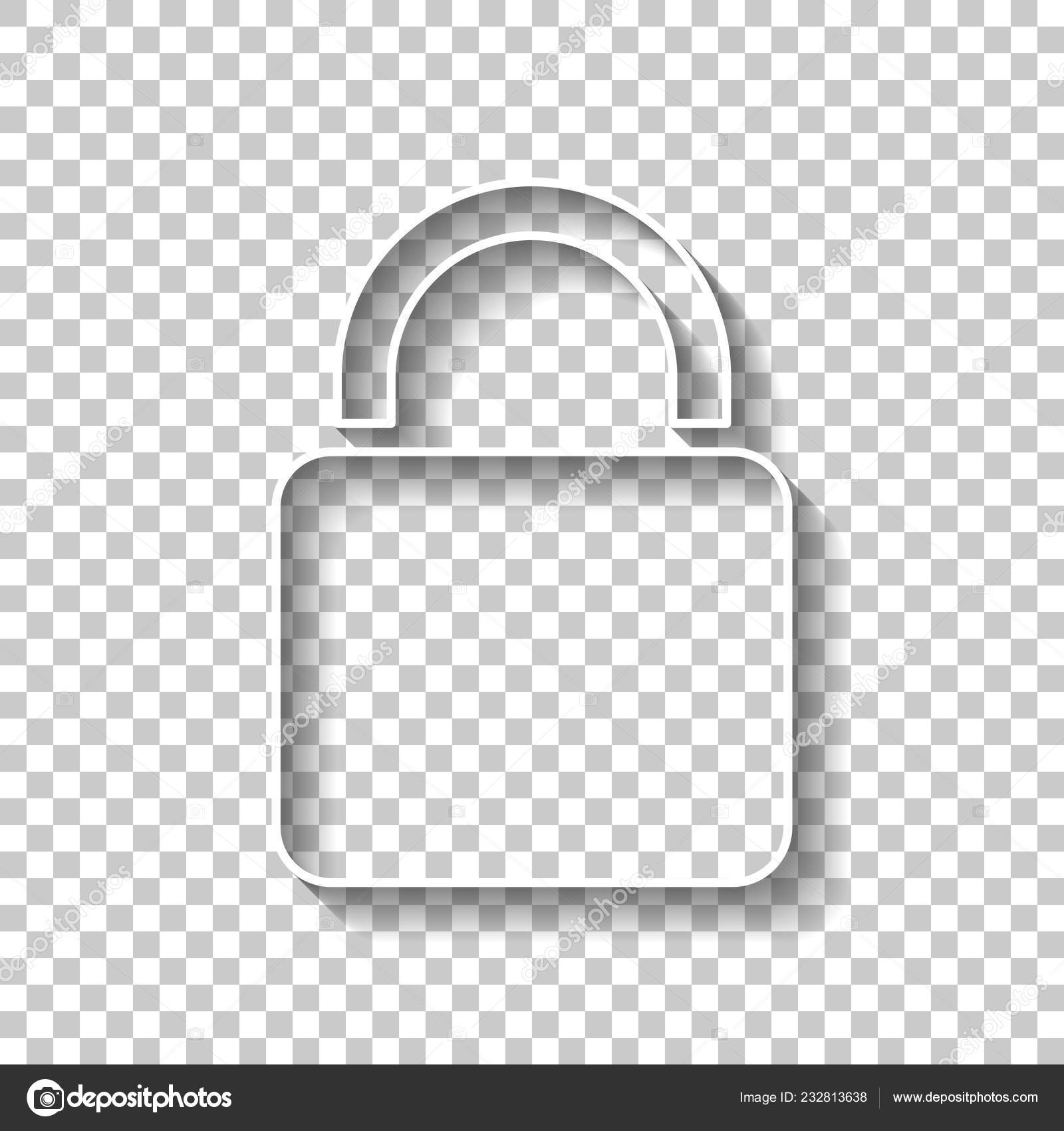 Lock Icon White Outline Sign Shadow Transparent Background Stock Vector ...