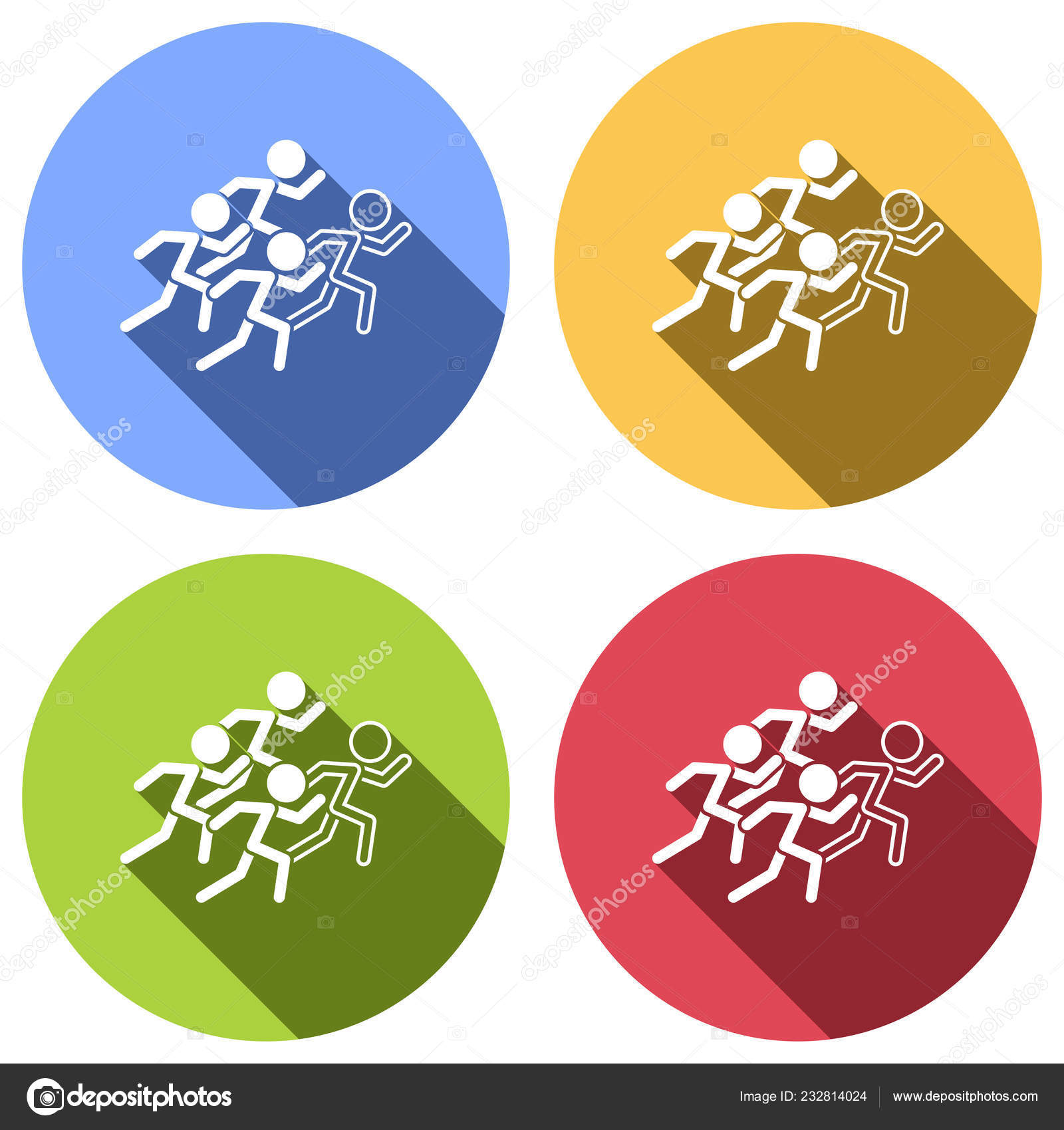 Running People Team Leader Set White Icons Long Shadow Blue Stock ...