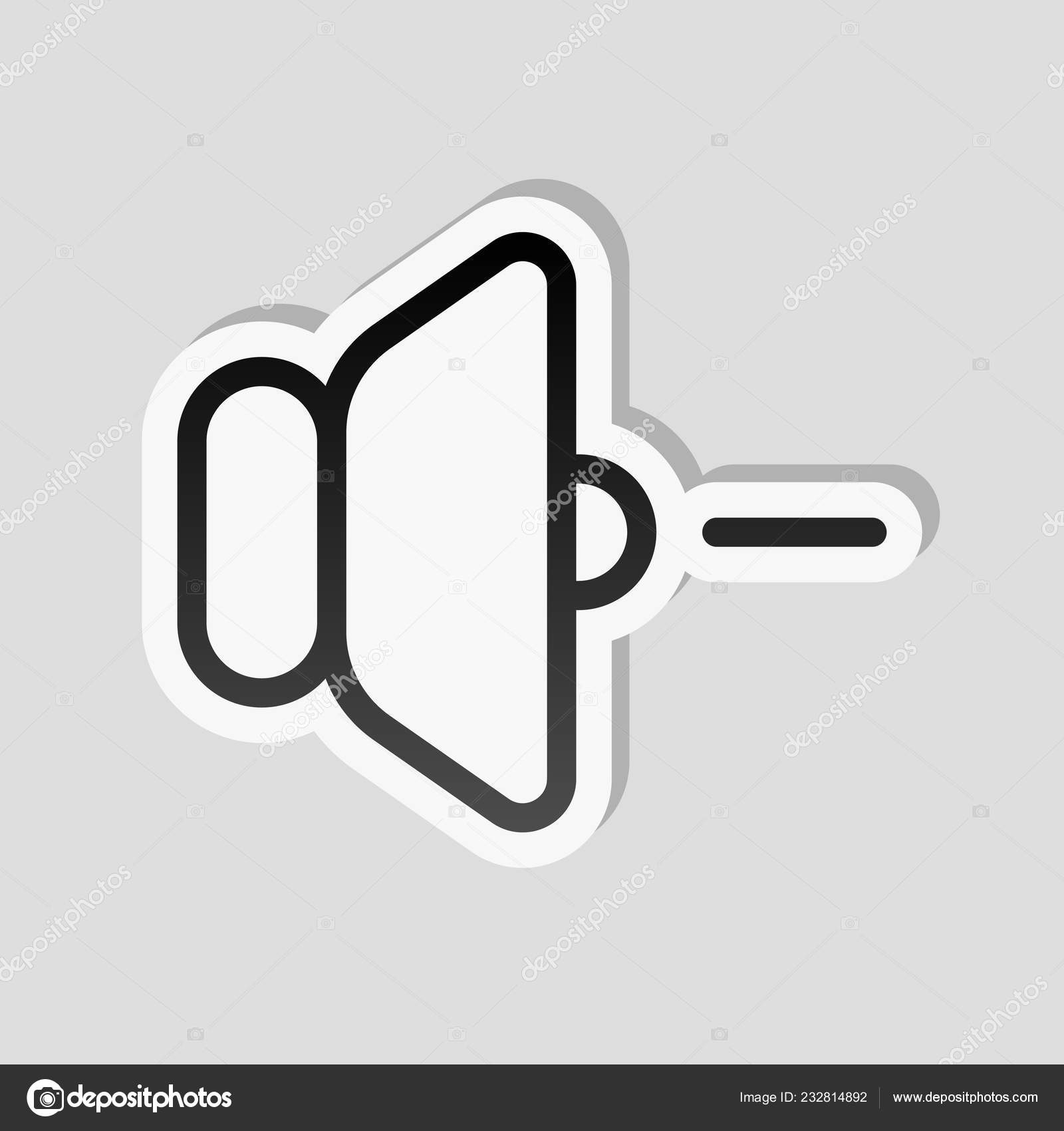 Volume Icon Sticker Style White Border Simple Shadow Gray Background ...