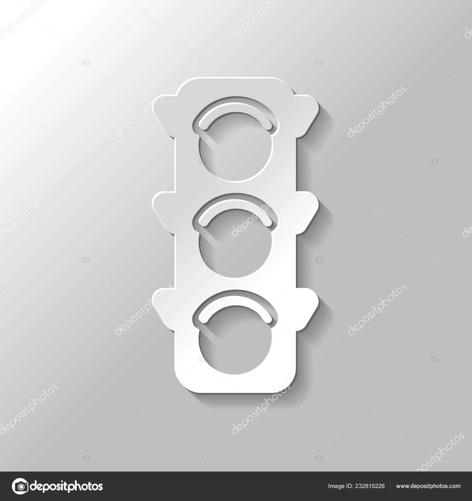 Traffic Light Icon Paper Style Shadow Gray Background Stock Vector by ...