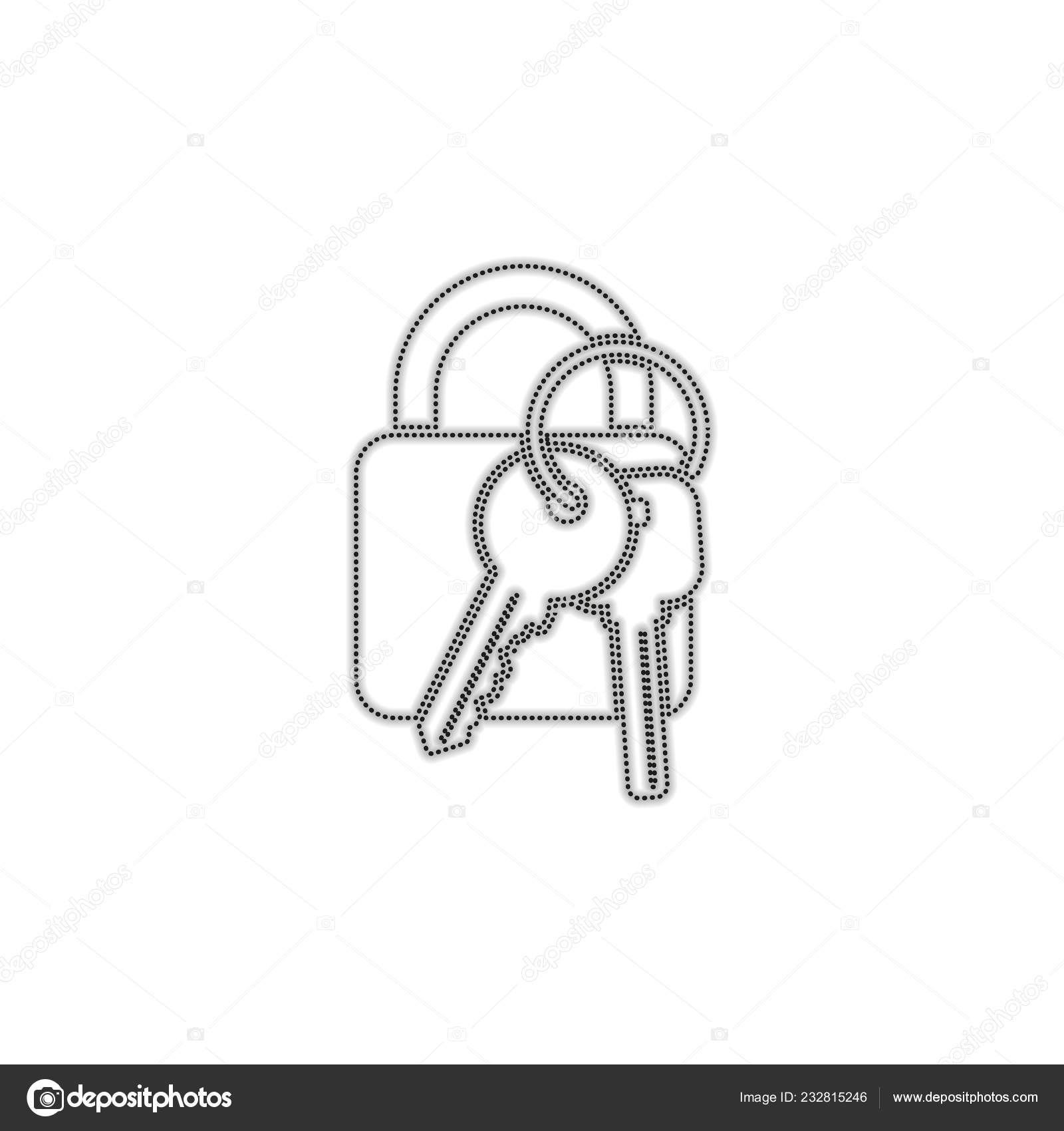 Lock Keys Icon Dotted Outline Silhouette Shadow White Background Stock ...