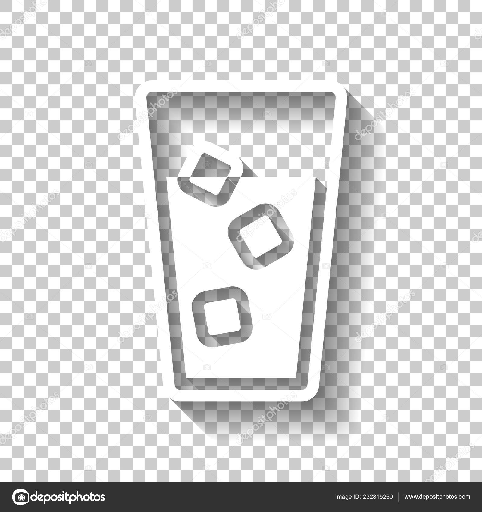 Glass Water Ice Cubes Icon White Icon Shadow Transparent Background ...
