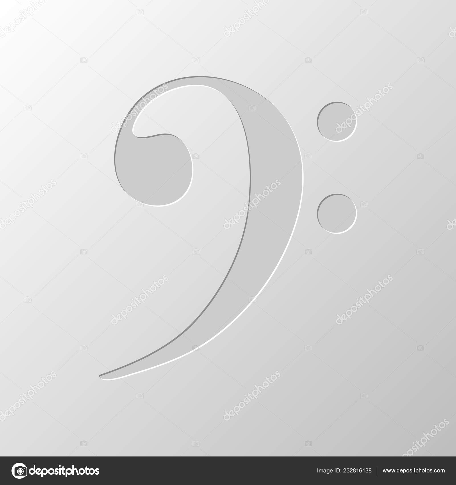 Bass Clef Icon Paper Design Cutted Symbol Pitted Style Stock Vector ...