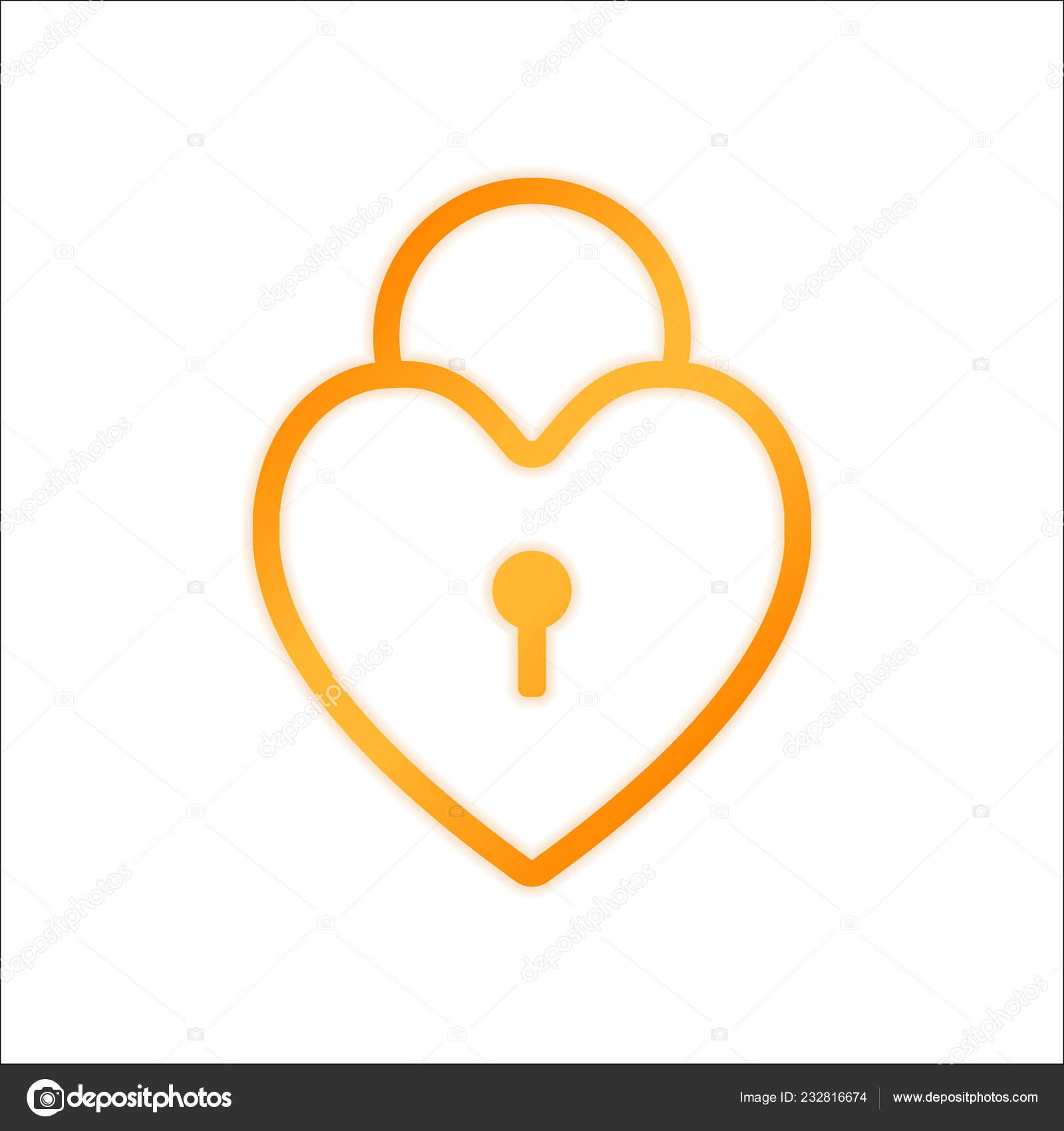 Heart Lock Padlock Simple Silhouette Orange Sign Low Light White Stock ...