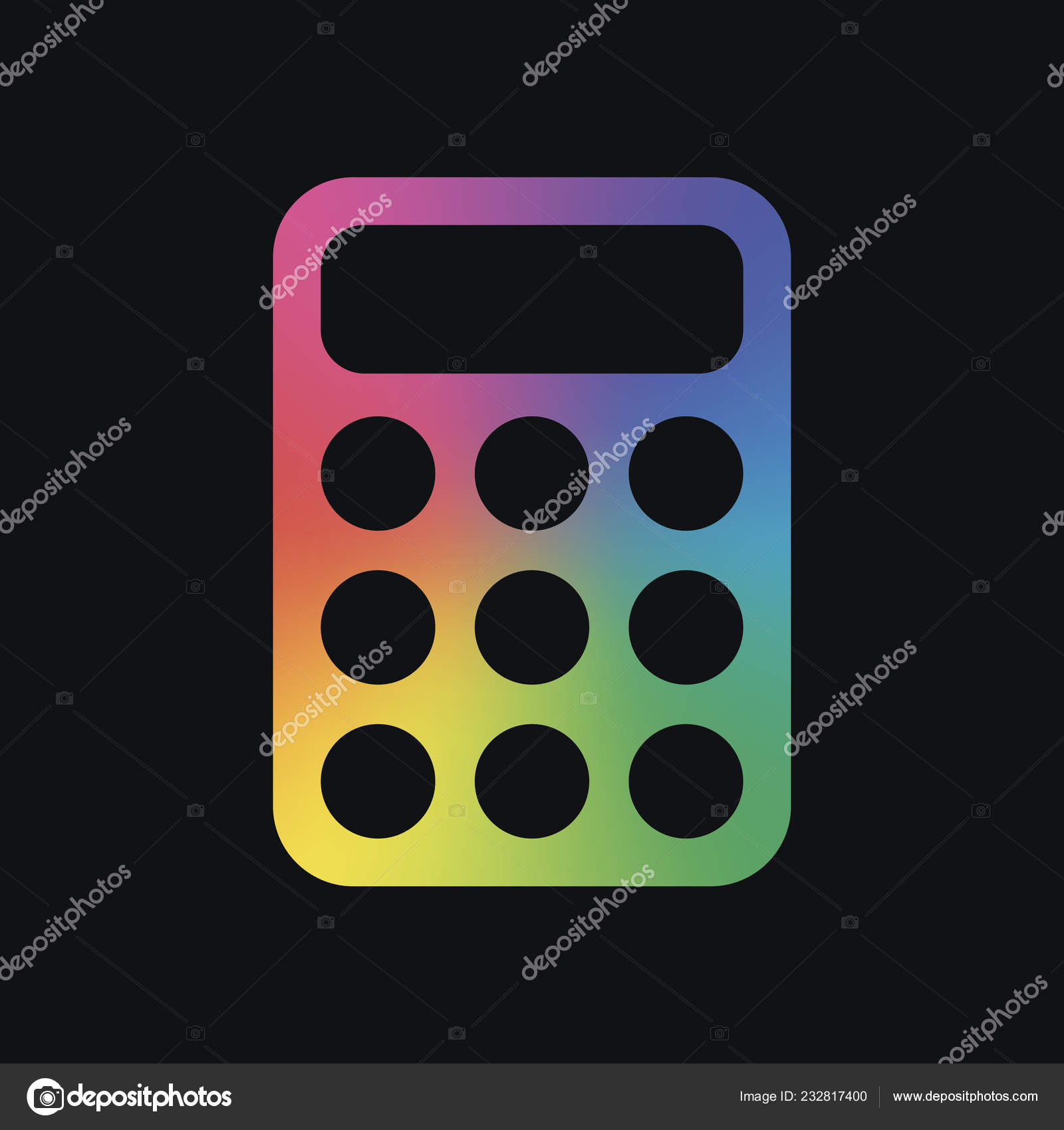 Simple Calculator Icon Rainbow Color Dark Background Stock Vector by ...