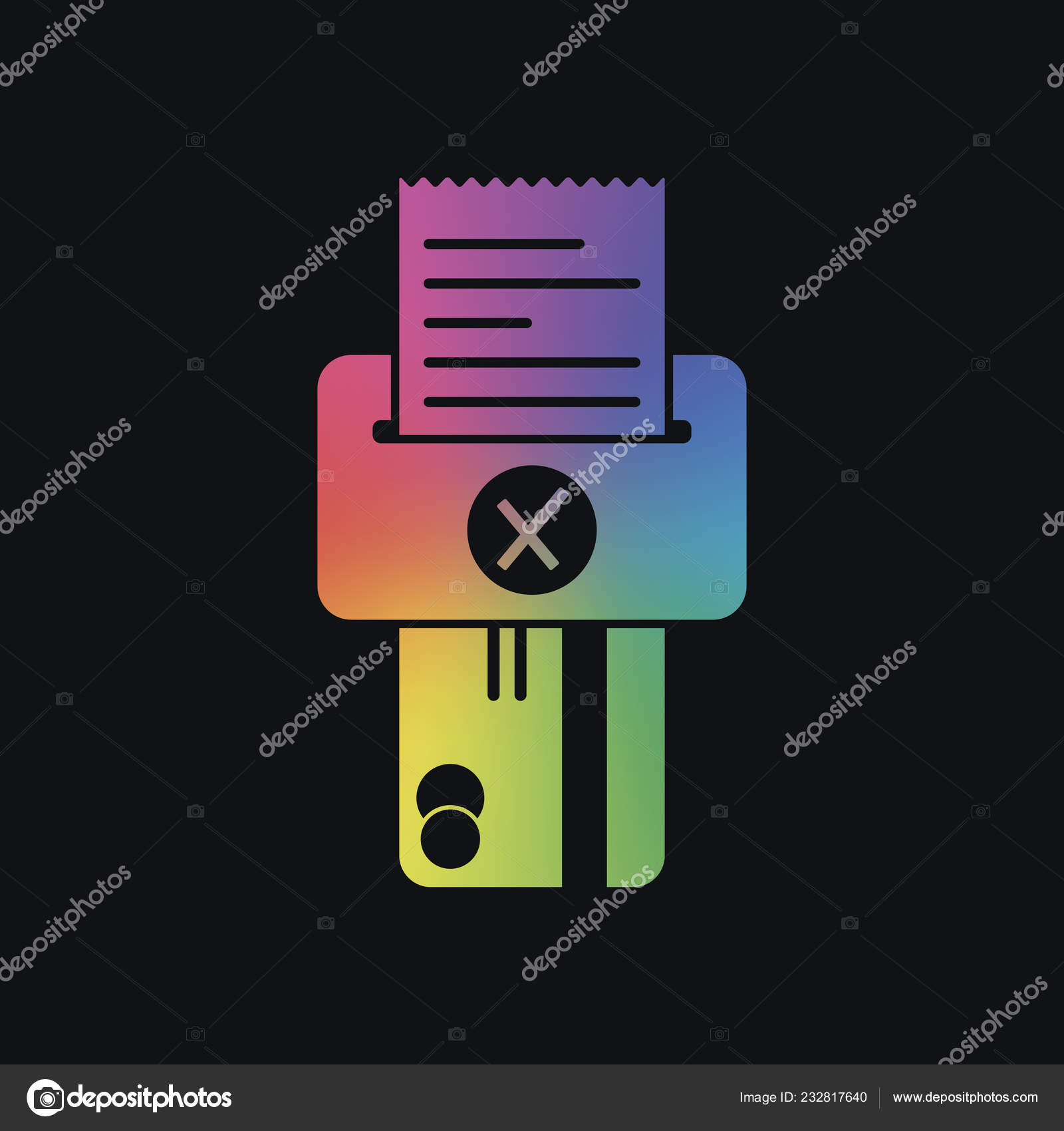 Credit Card Pos Terminal Failure Icon Rainbow Color Dark Background ...