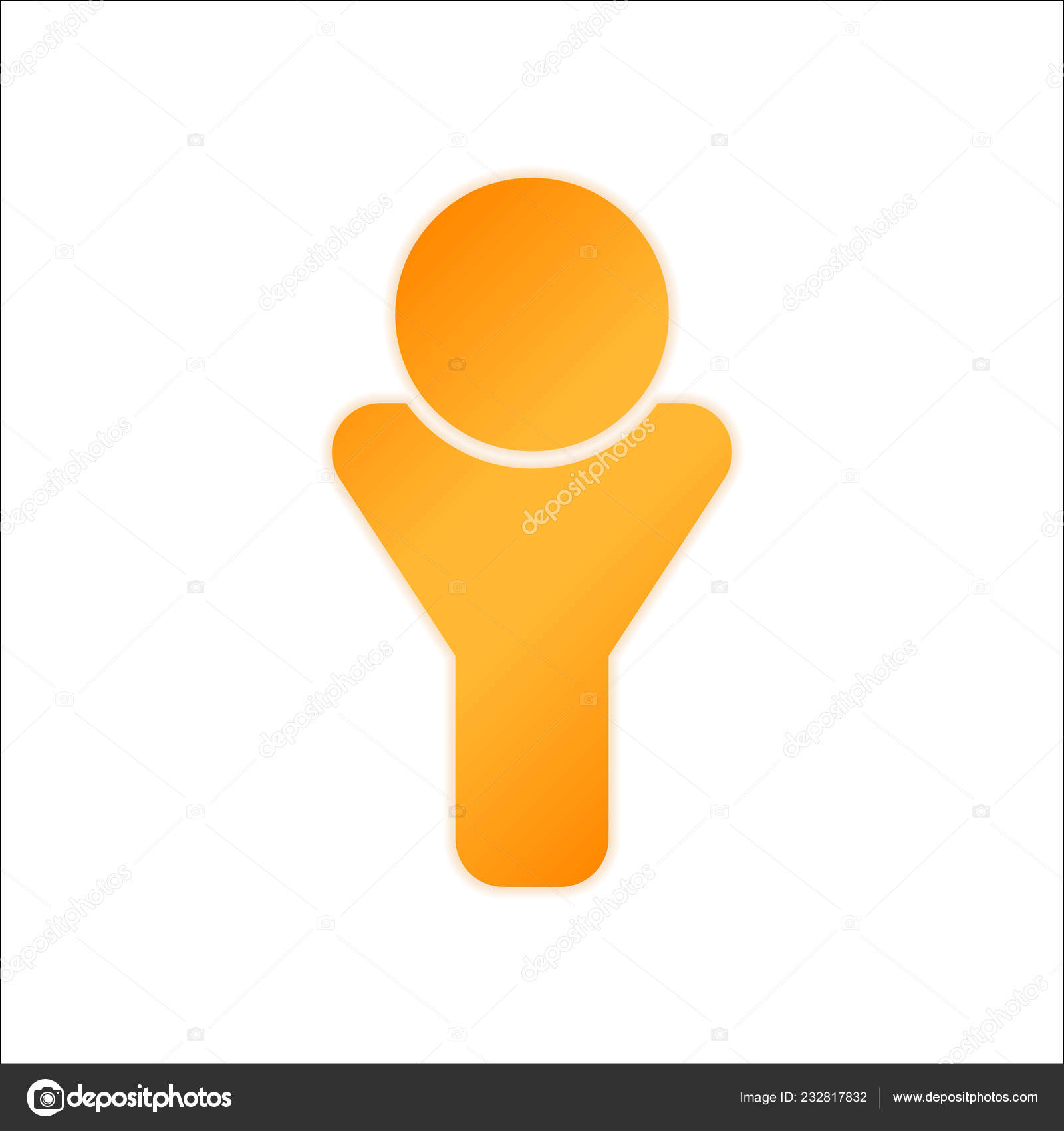 Simple Male Symbol Man Icon Orange Sign Low Light White Stock Vector ...