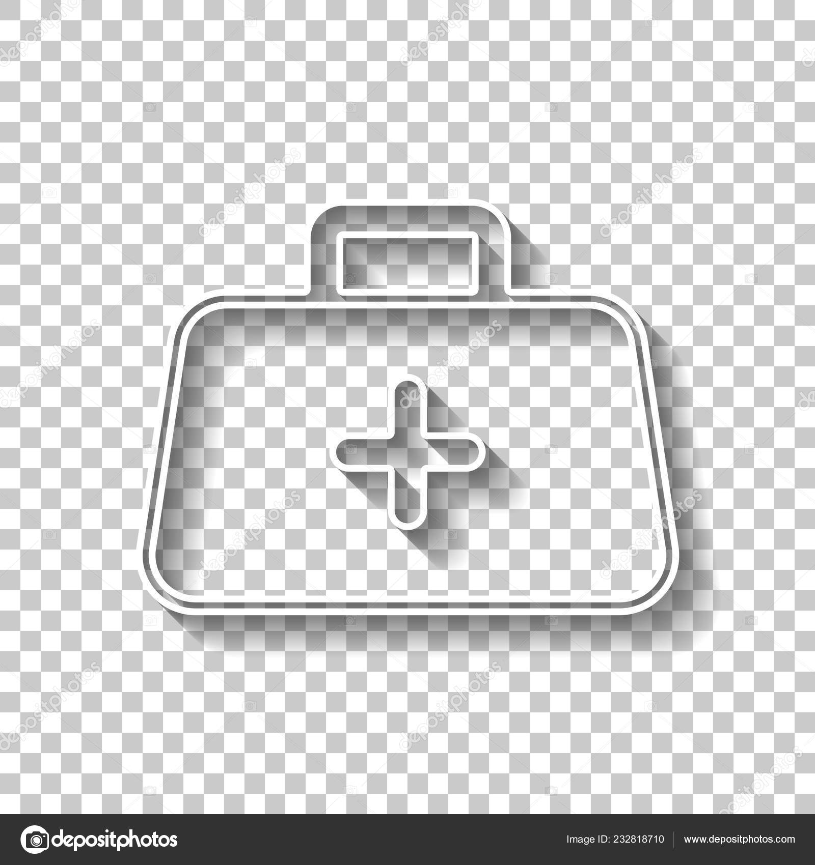 First Aid Kit Outline Symbol White Outline Sign Shadow Transparent ...