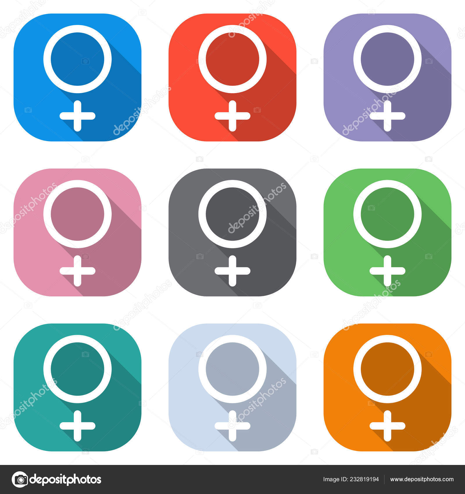 Gender Symbol Linear Symbol Simple Women Icon Set White Icons Stock ...