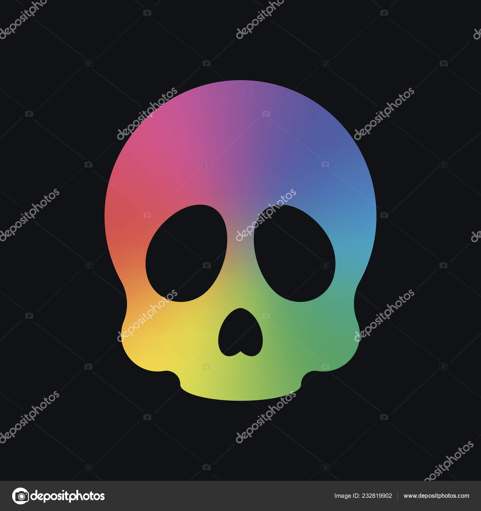Simple Skull Icon Rainbow Color Dark Background Stock Vector Image by ...