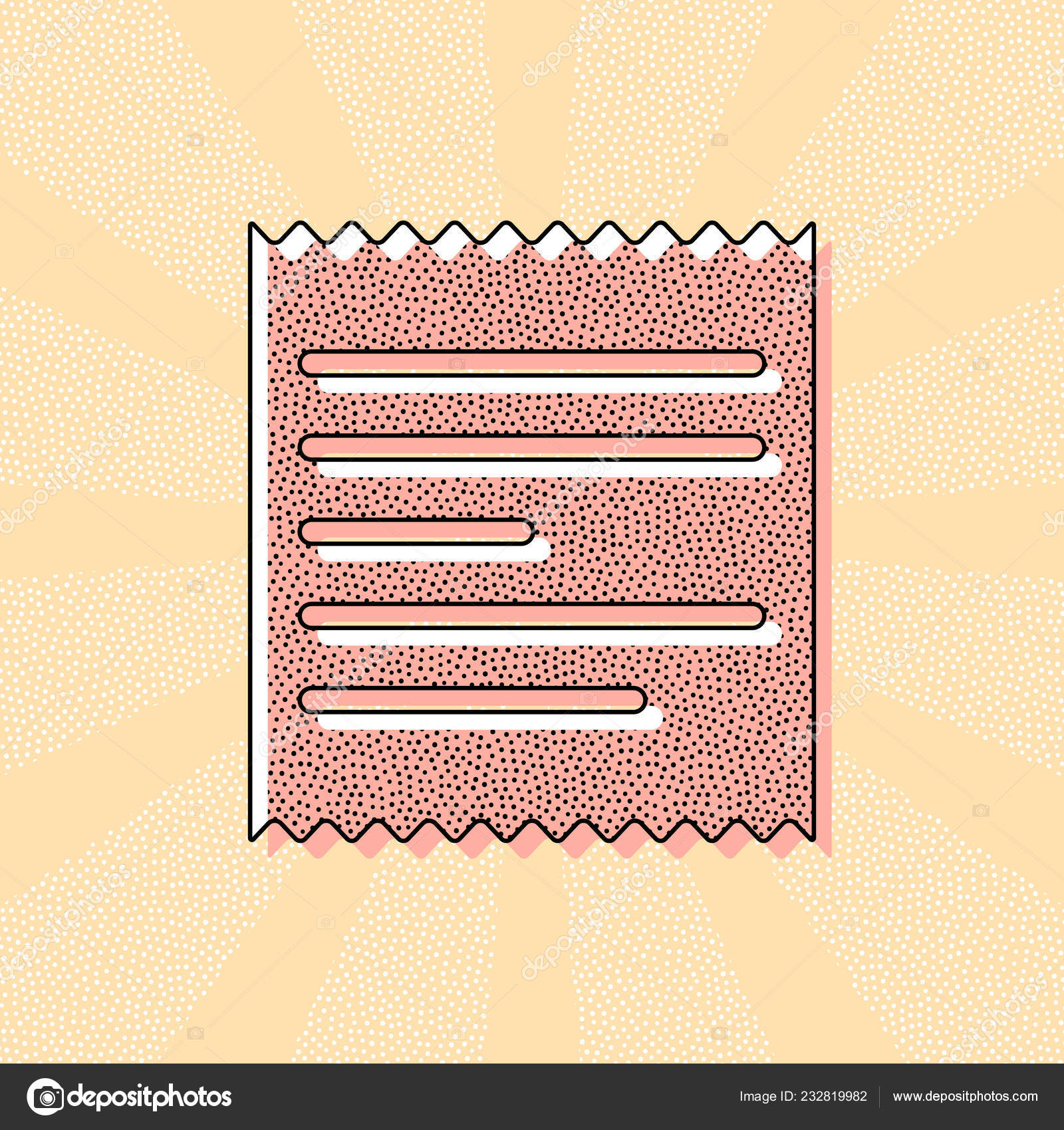 Receipt Icon Vintage Retro Typography Offset Printing Effect Dots ...