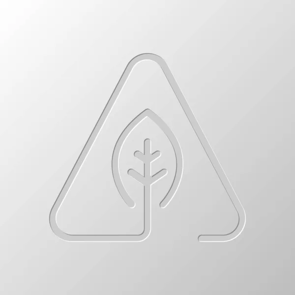 Eco Leaf Warning Triangle Problem Ecology Linear Symbol Thin Outline ...