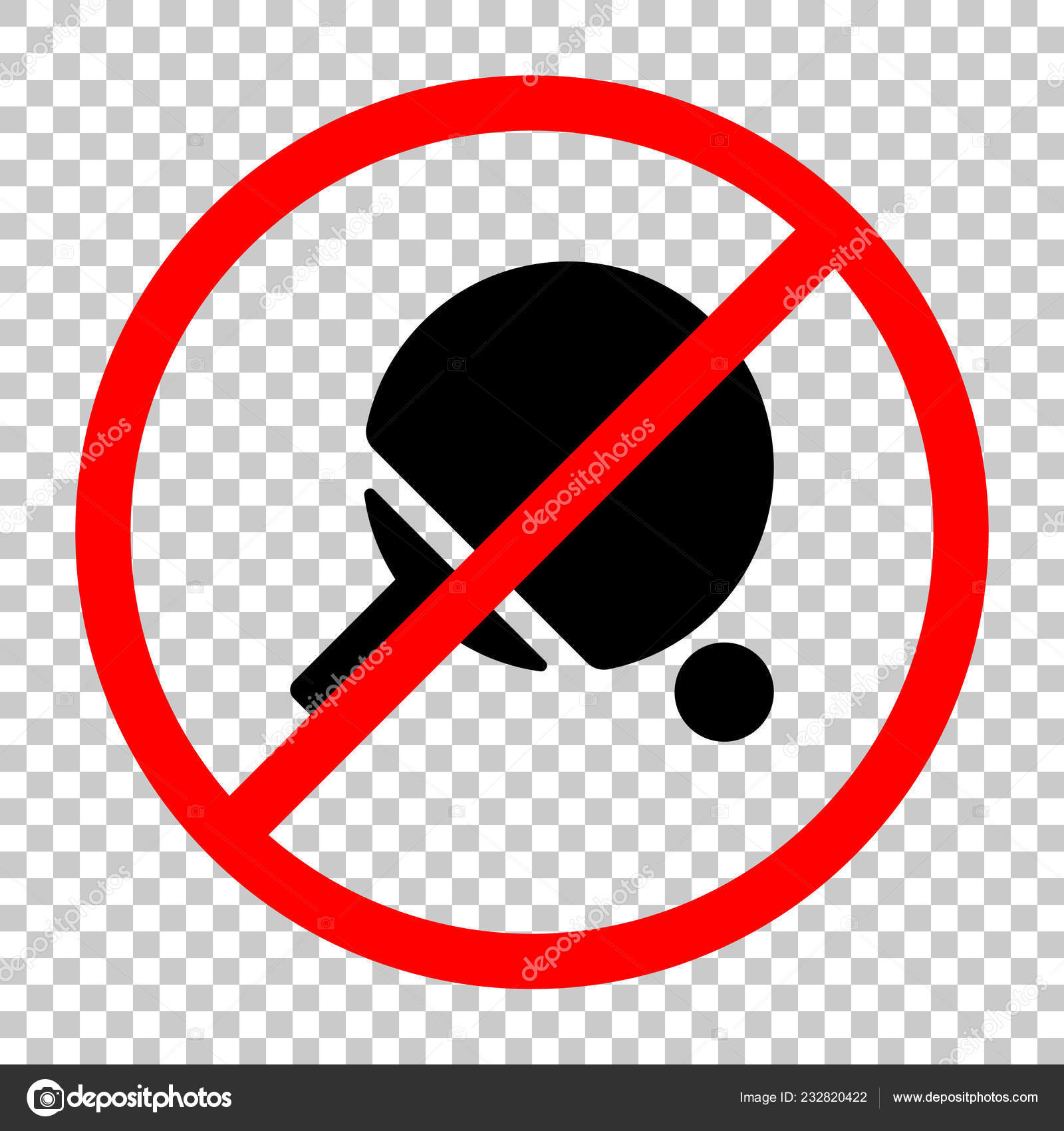Ping Pong Icon Allowed Black Object Red Warning Sign Transparent Stock ...