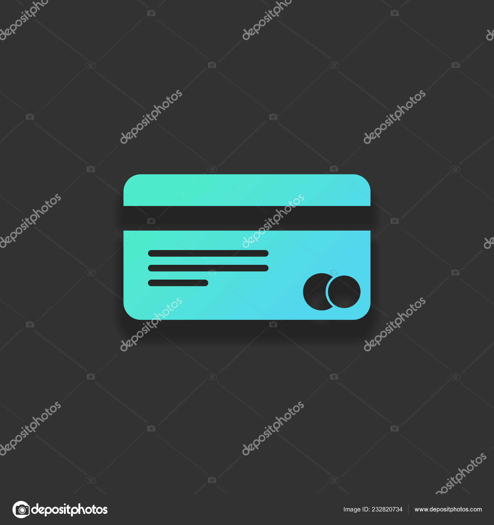 Plastic Credit Card Icon Colorful Logo Concept Soft Shadow Dark Stock ...