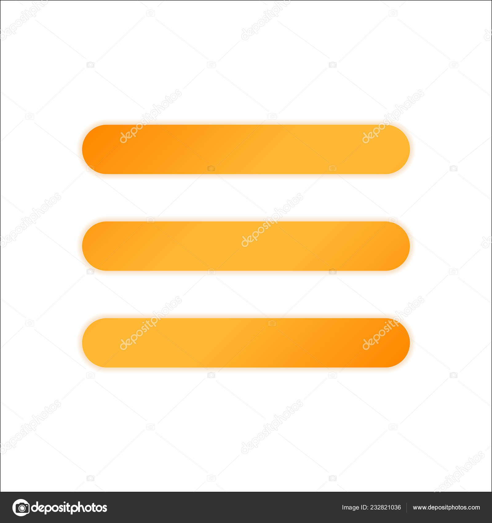 Hamburger Menu Web Icon Orange Sign Low Light White Background Stock ...