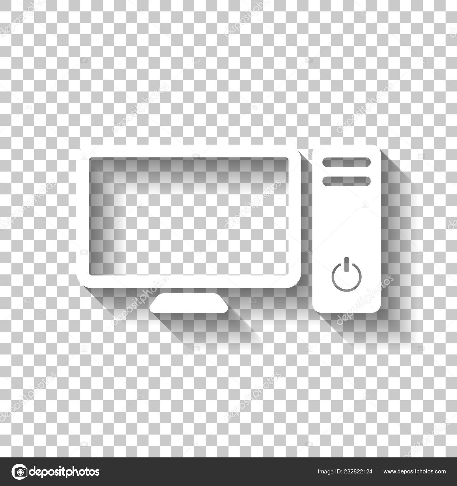 Personal Computer System Unit Monitor White Icon Shadow Transparent ...