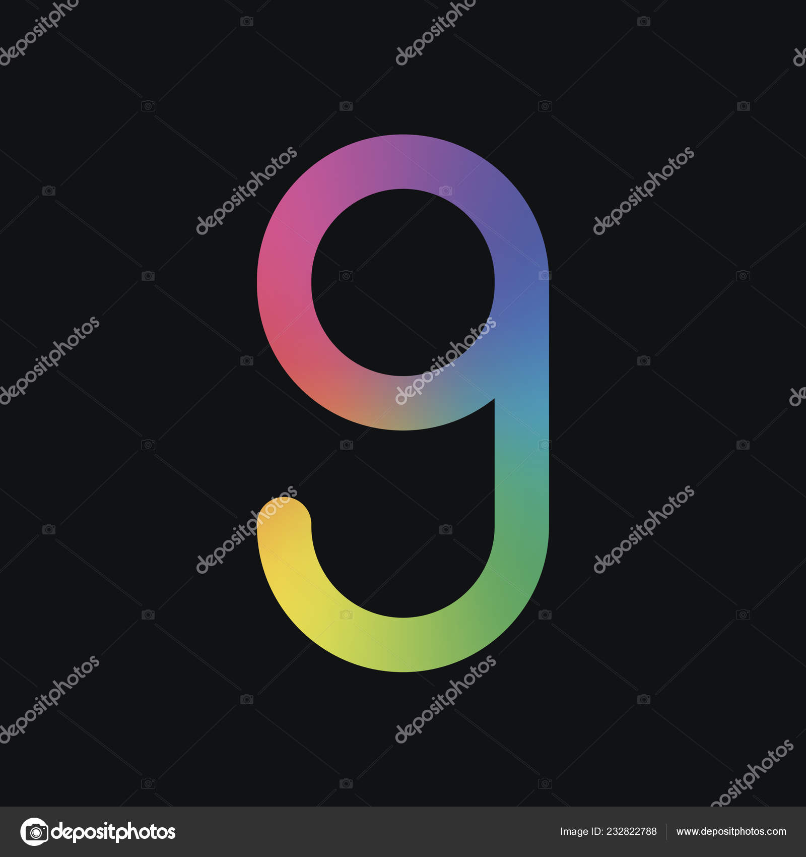 Number Nine Numeral Simple Letter Rainbow Color Dark Background Stock ...