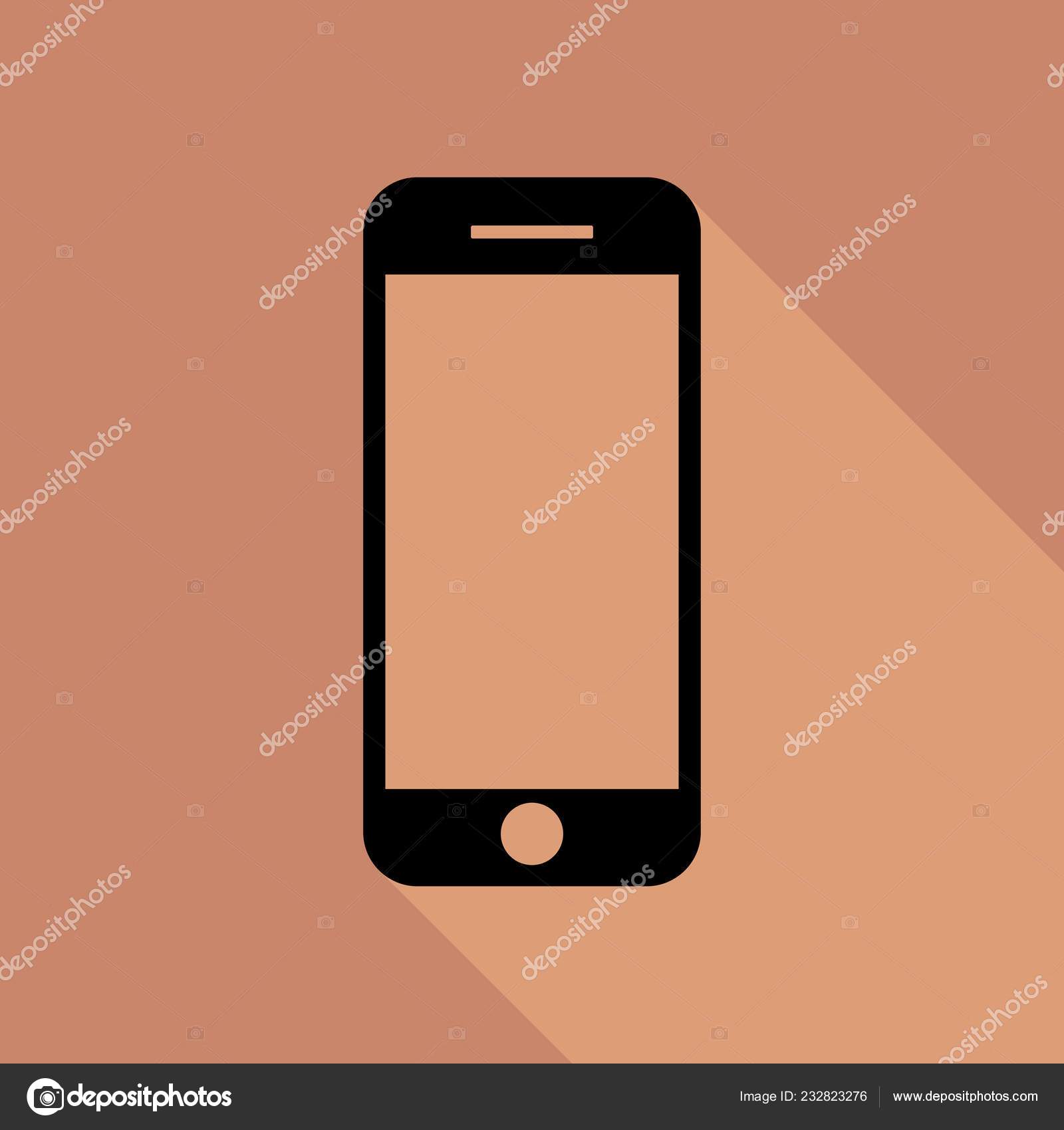 Mobile Phone Icon White Flat Icon Long Shadow Background Stock Vector ...