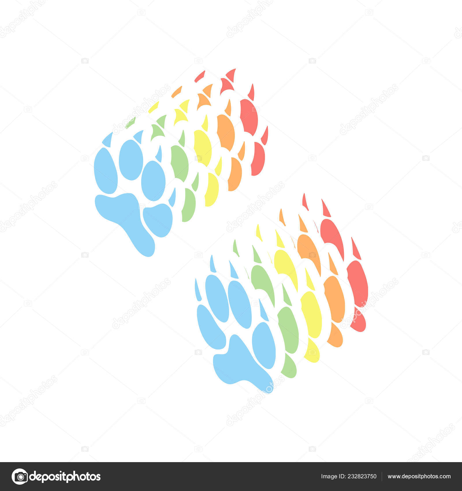 Animal Tracks Icon Stack Colorful Isometric Icons White Background ...