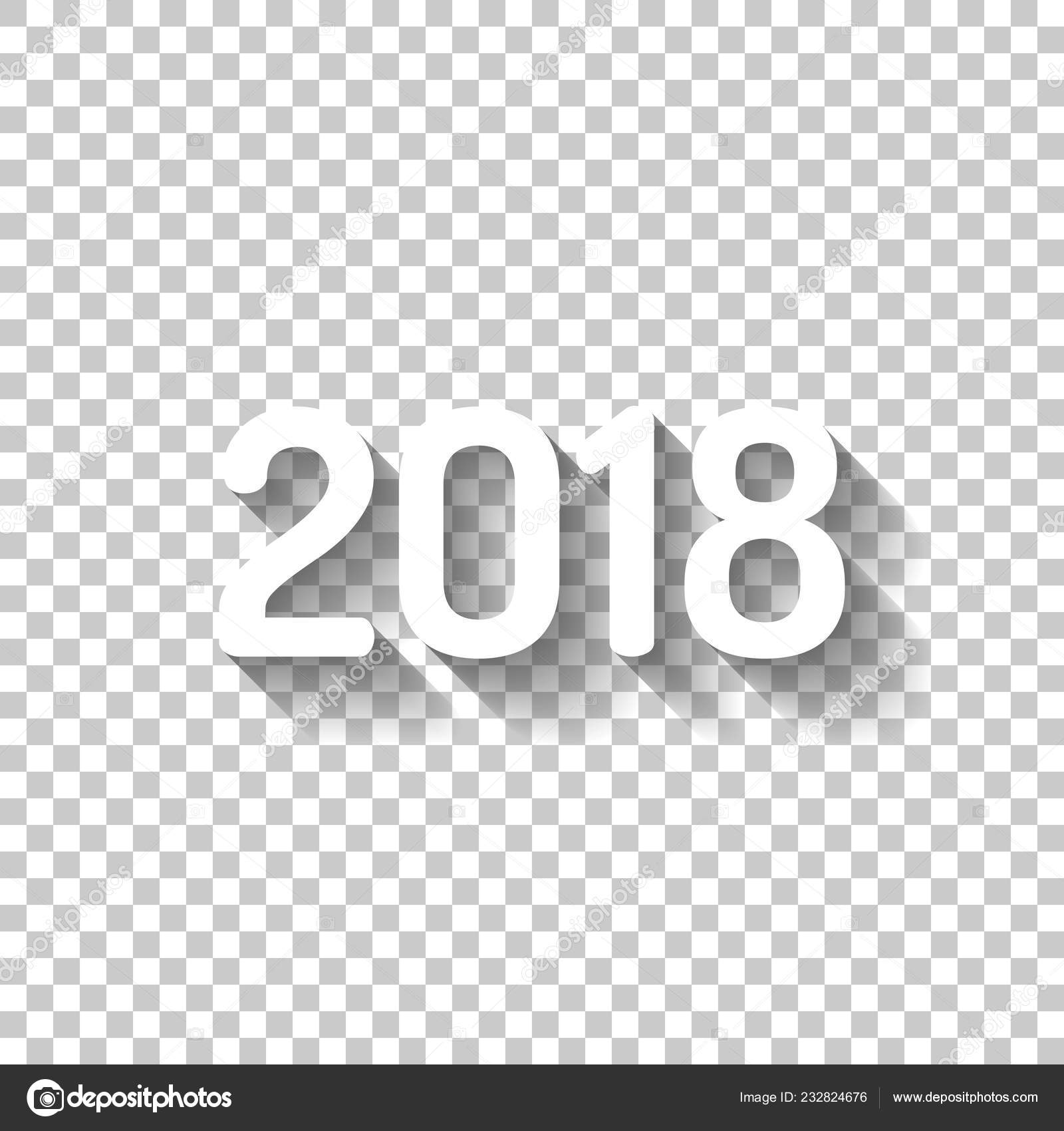 2018 Number Icon Happy New Year White Icon Shadow Transparent Stock ...