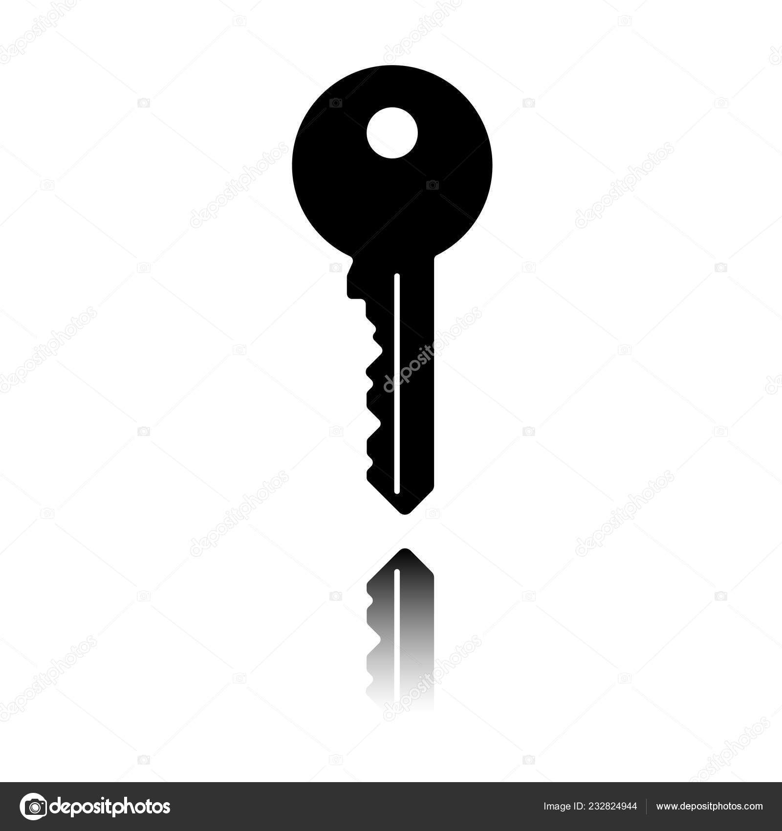 Key Icon Black Icon Mirror Reflection White Background Stock Vector ...