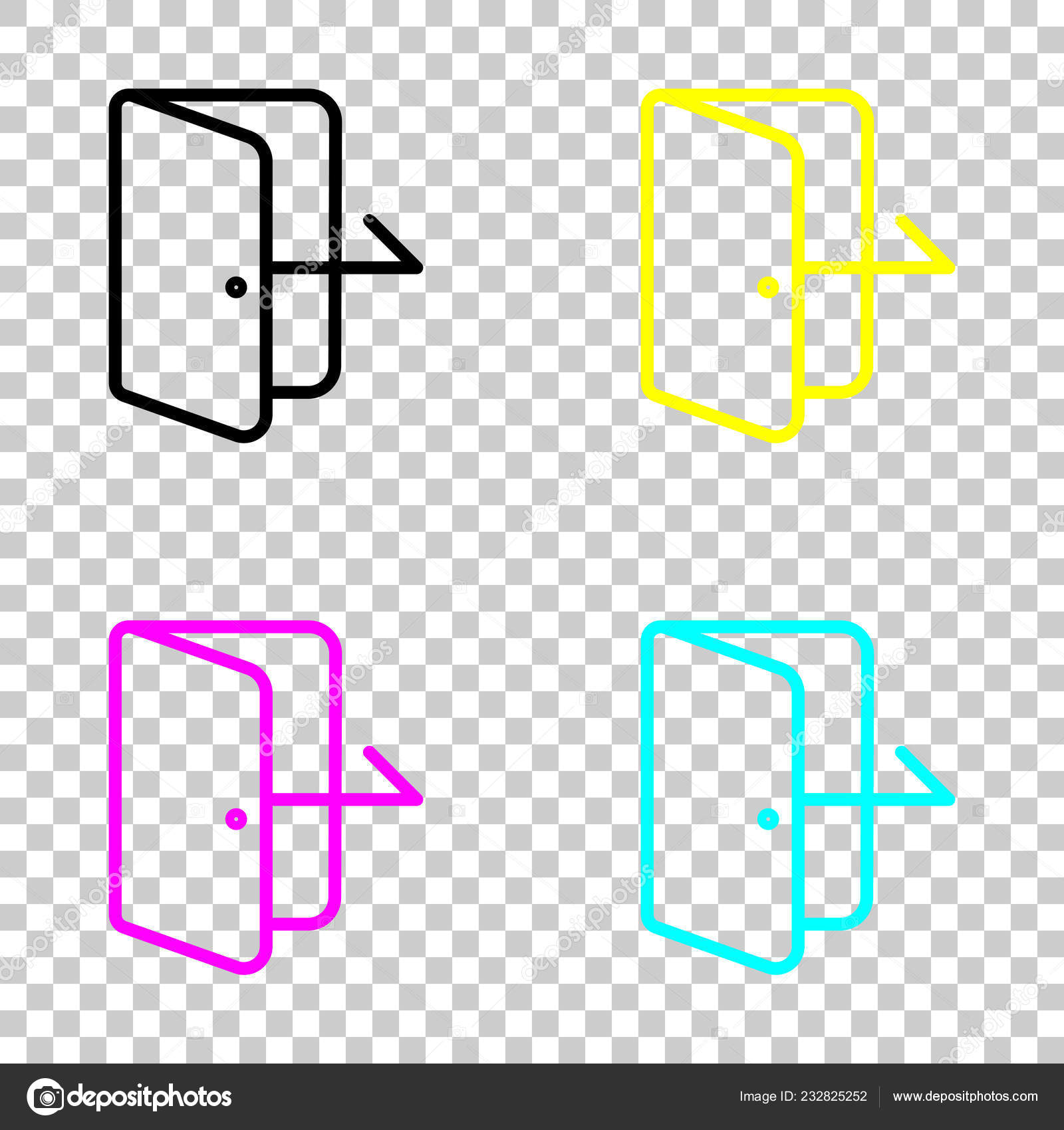 Exit Icon Linear Thin Outline Colored Set Cmyk Icons Transparent Stock ...