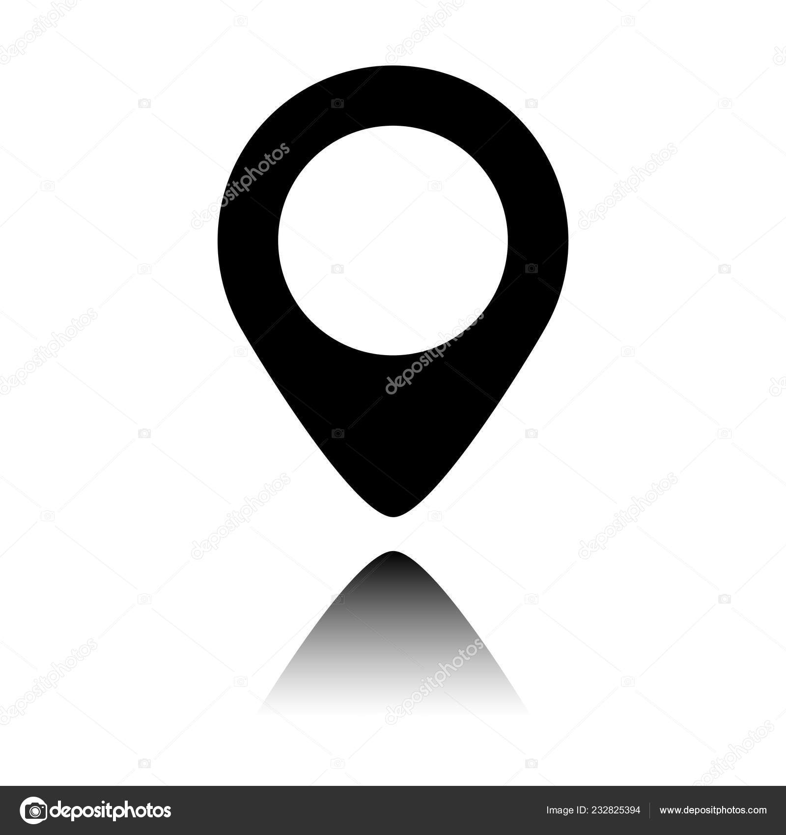 Map Label Icon Black Icon Mirror Reflection White Background Stock ...