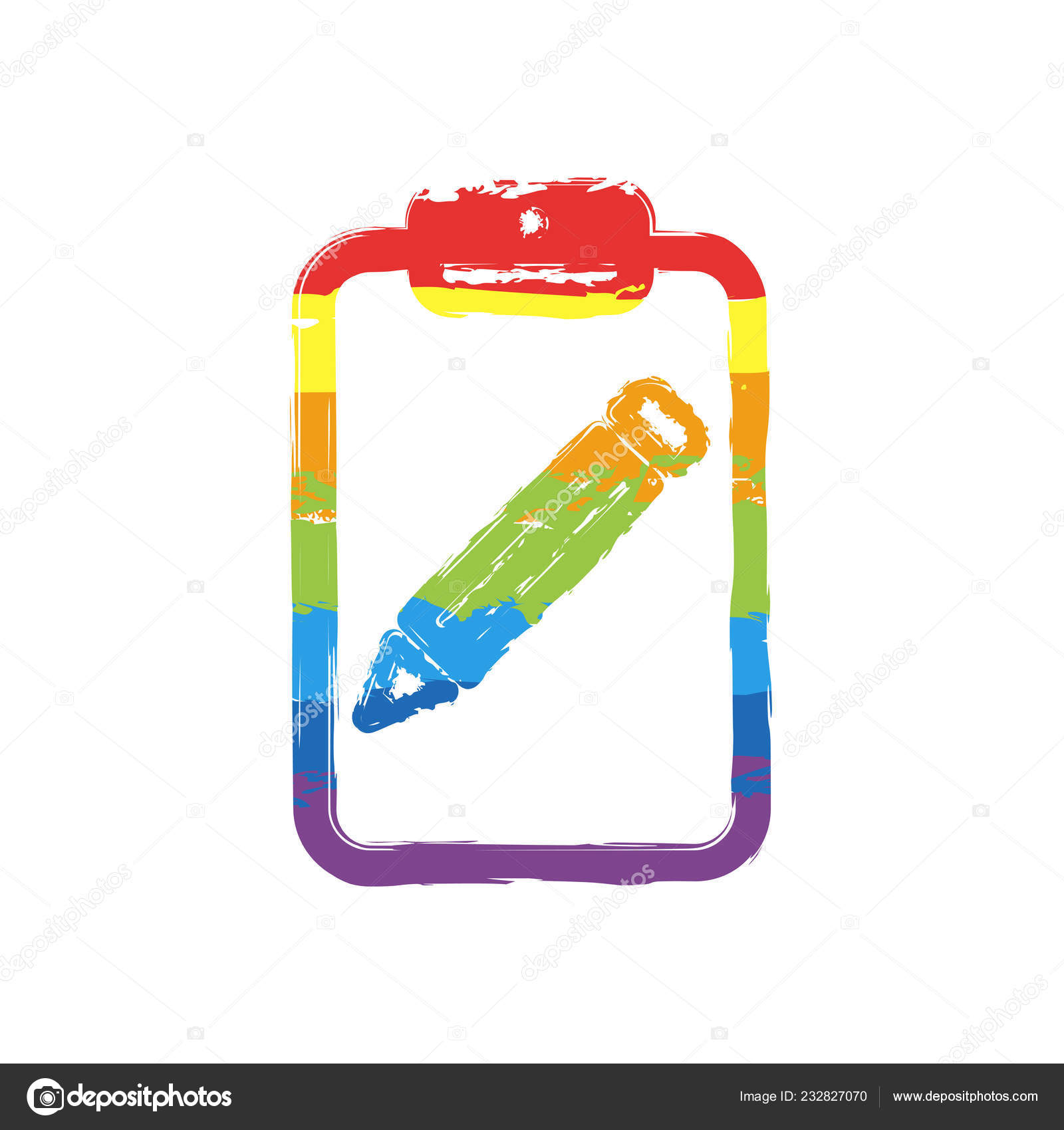 Tablet Paper Pencil Drawing Sign Lgbt Style Seven Colors Rainbow Stock ...