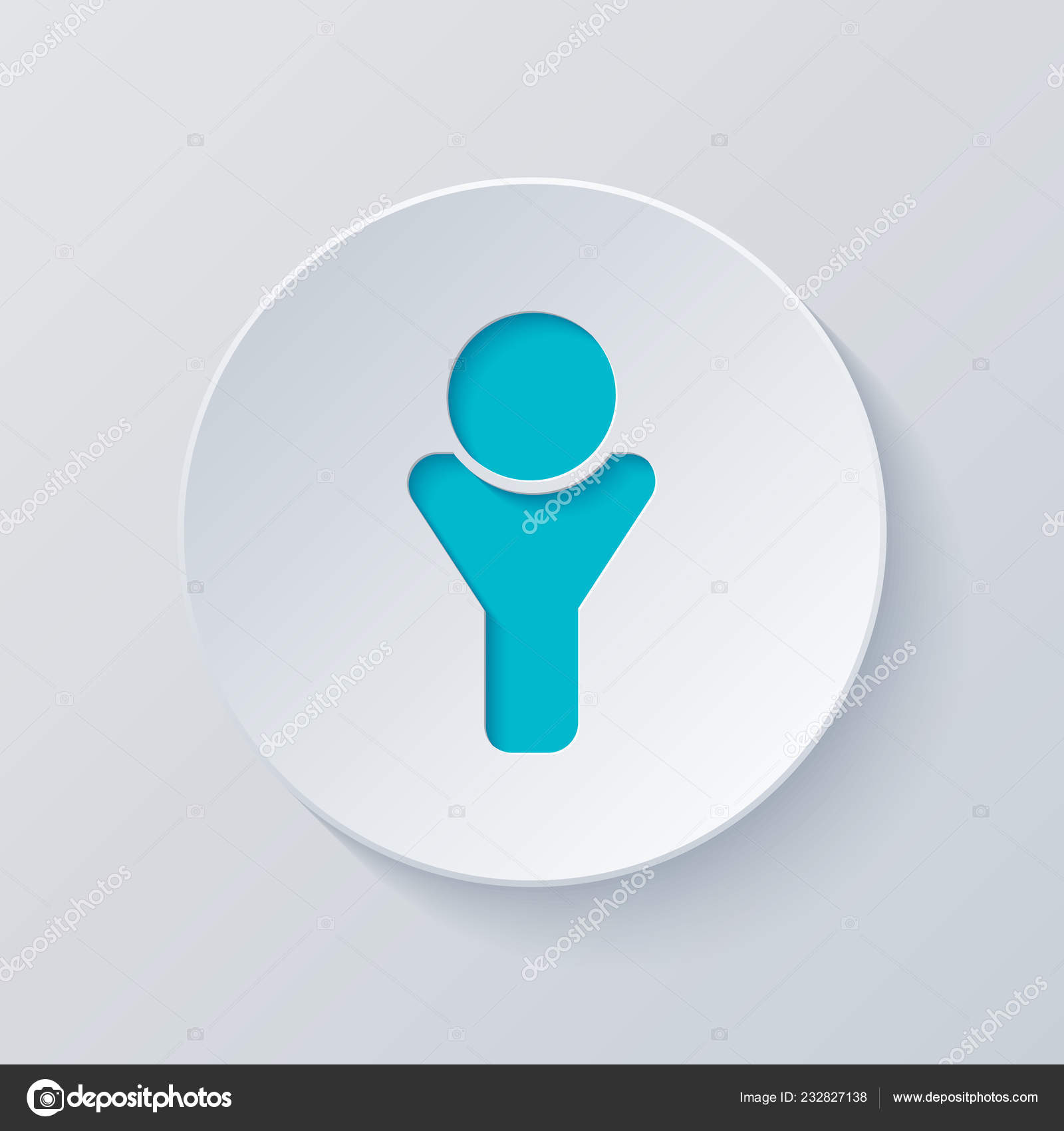 Simple Male Symbol Man Icon Cut Circle Gray Blue Layers Stock Vector by ...