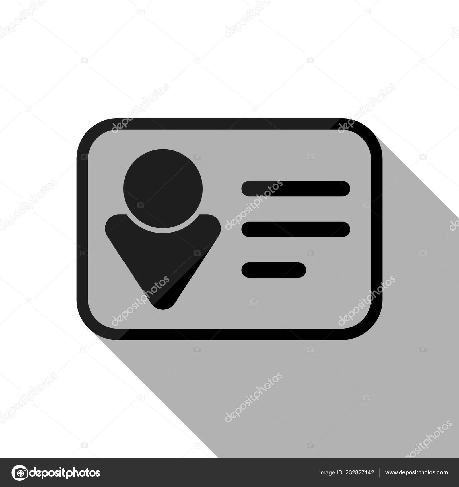Identification Card Icon Linear Style Black Object Long Shadow White ...
