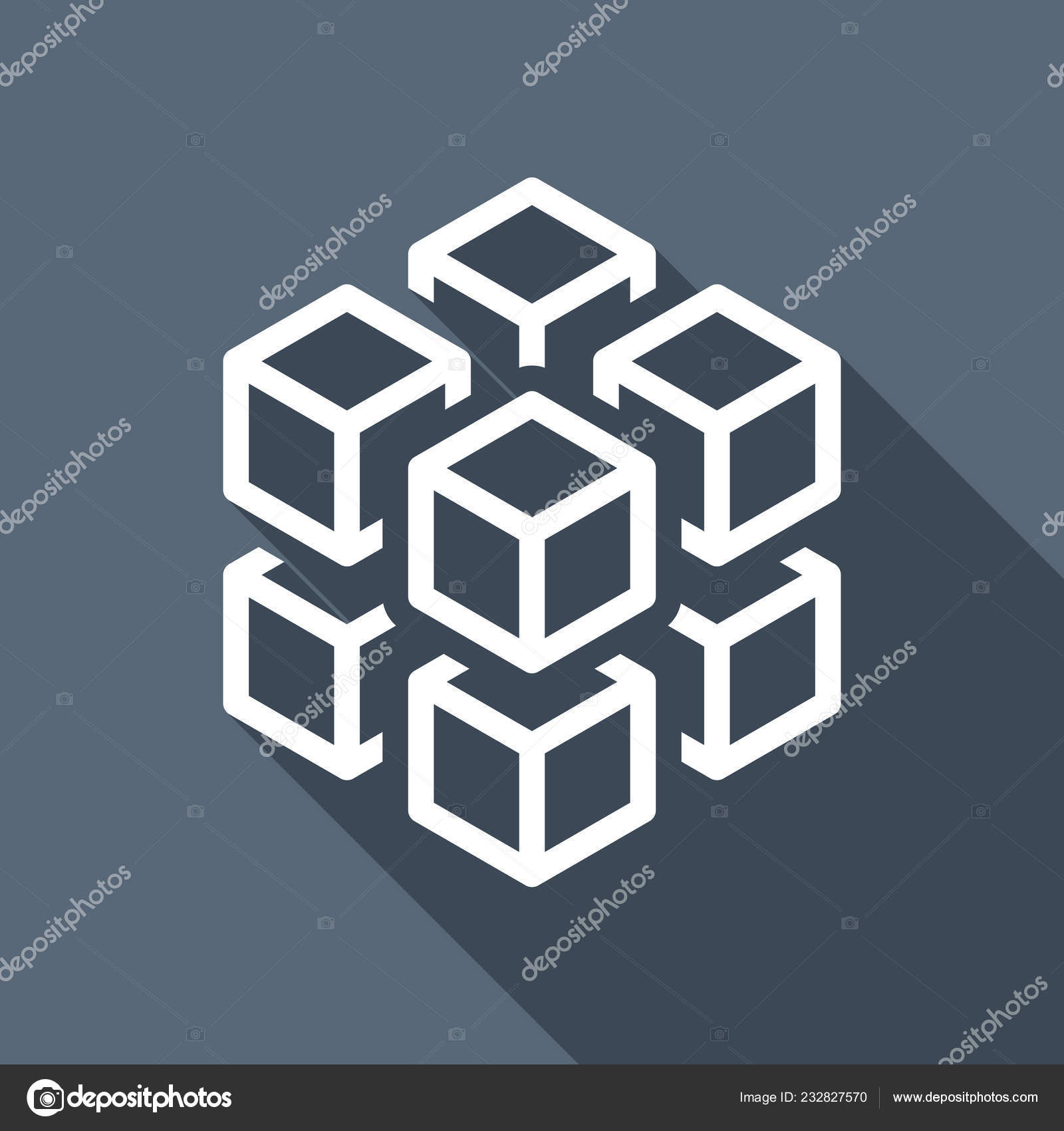 Cube Eight Blocks Icon Rubik Ice Pieces White Flat Icon Stock Vector ...