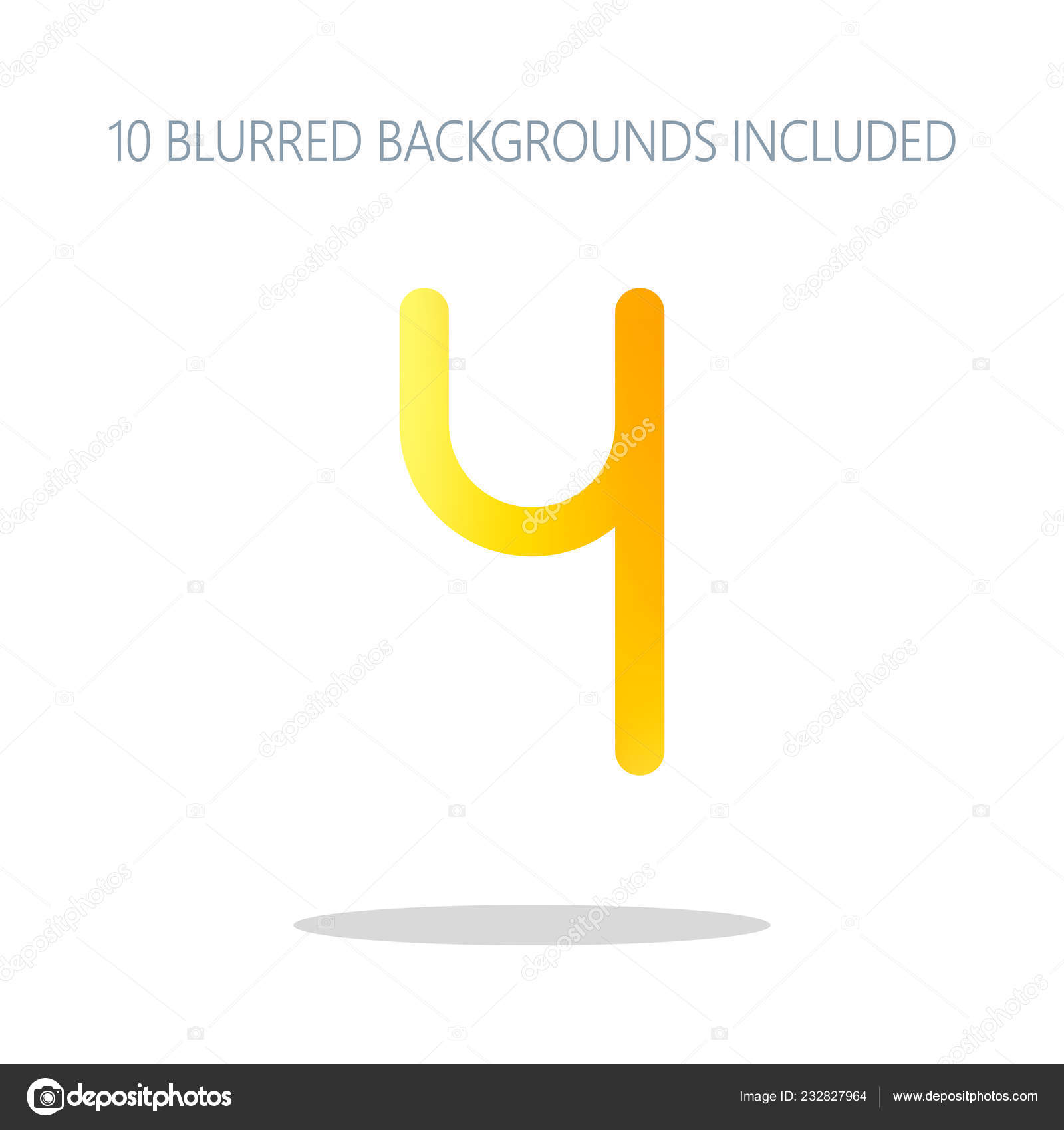 Number Four Numeral Simple Letter Colorful Logo Concept Simple Shadow ...