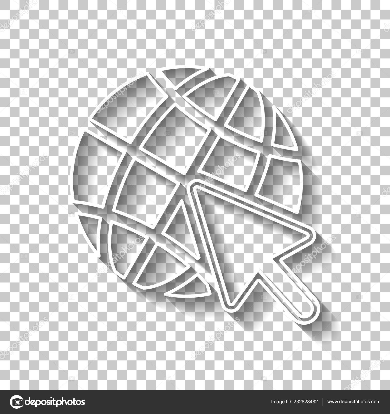 Globe Arrow Icon White Outline Sign Shadow Transparent Background Stock ...