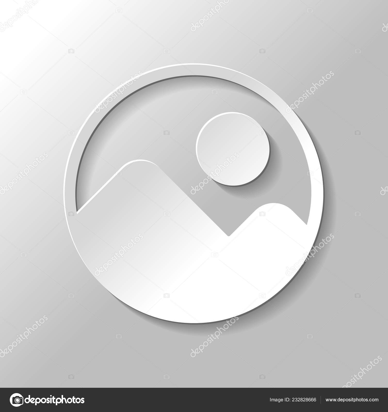 Simple Picture Icon Paper Style Shadow Gray Background Stock Vector ...