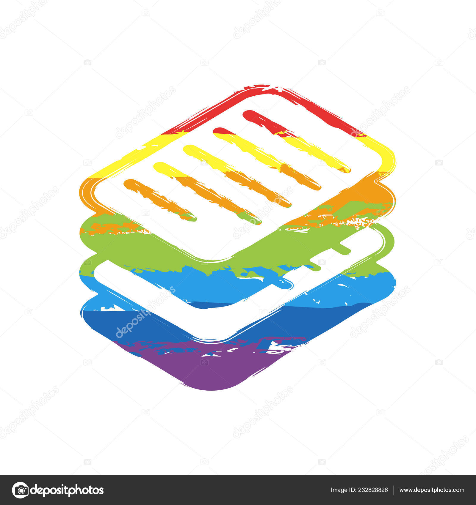 Stack Papers Simple Symbol Icon Drawing Sign Lgbt Style Seven Stock ...