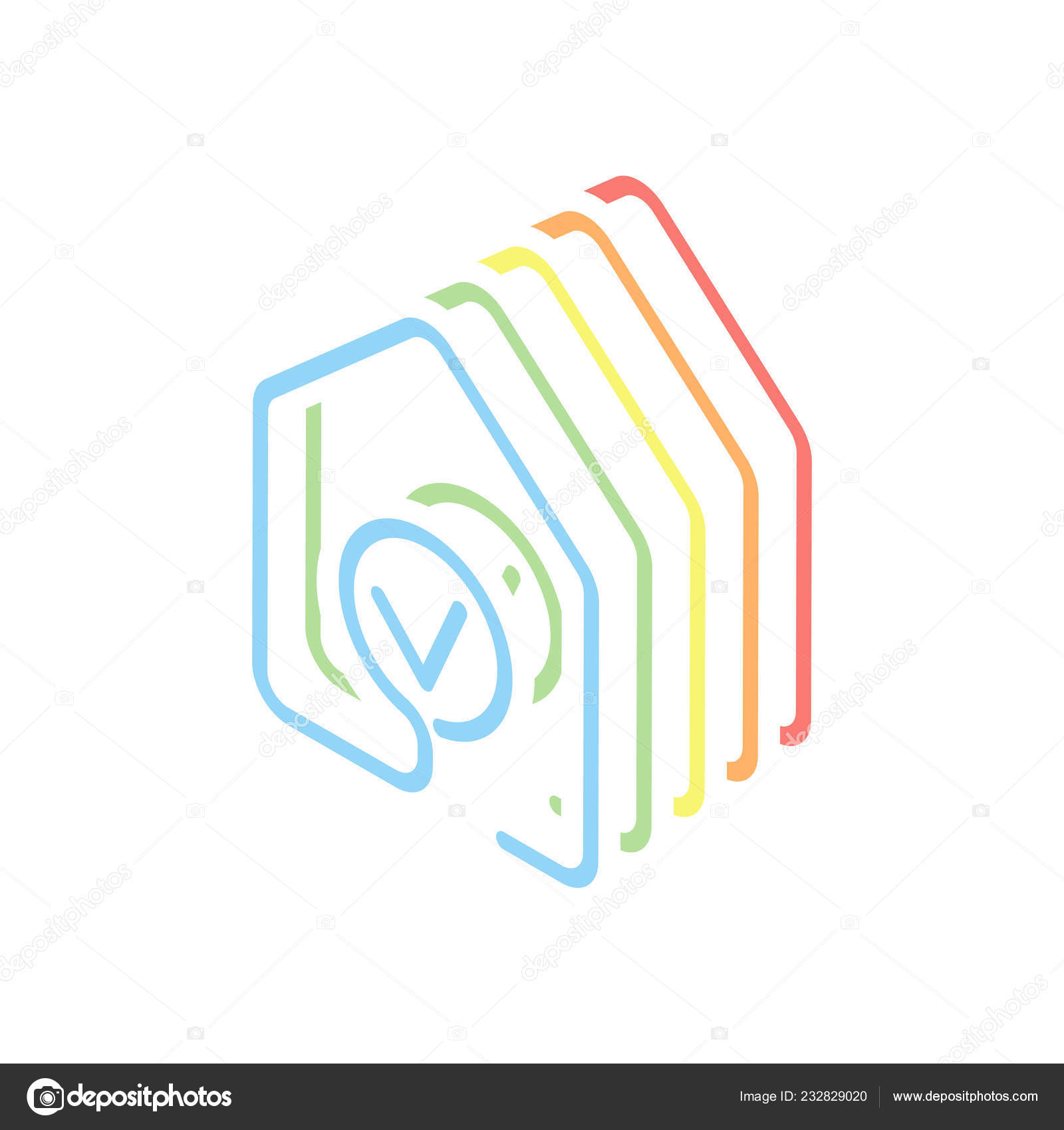 House Check Mark Icon Line Style Stack Colorful Isometric Icons Stock ...