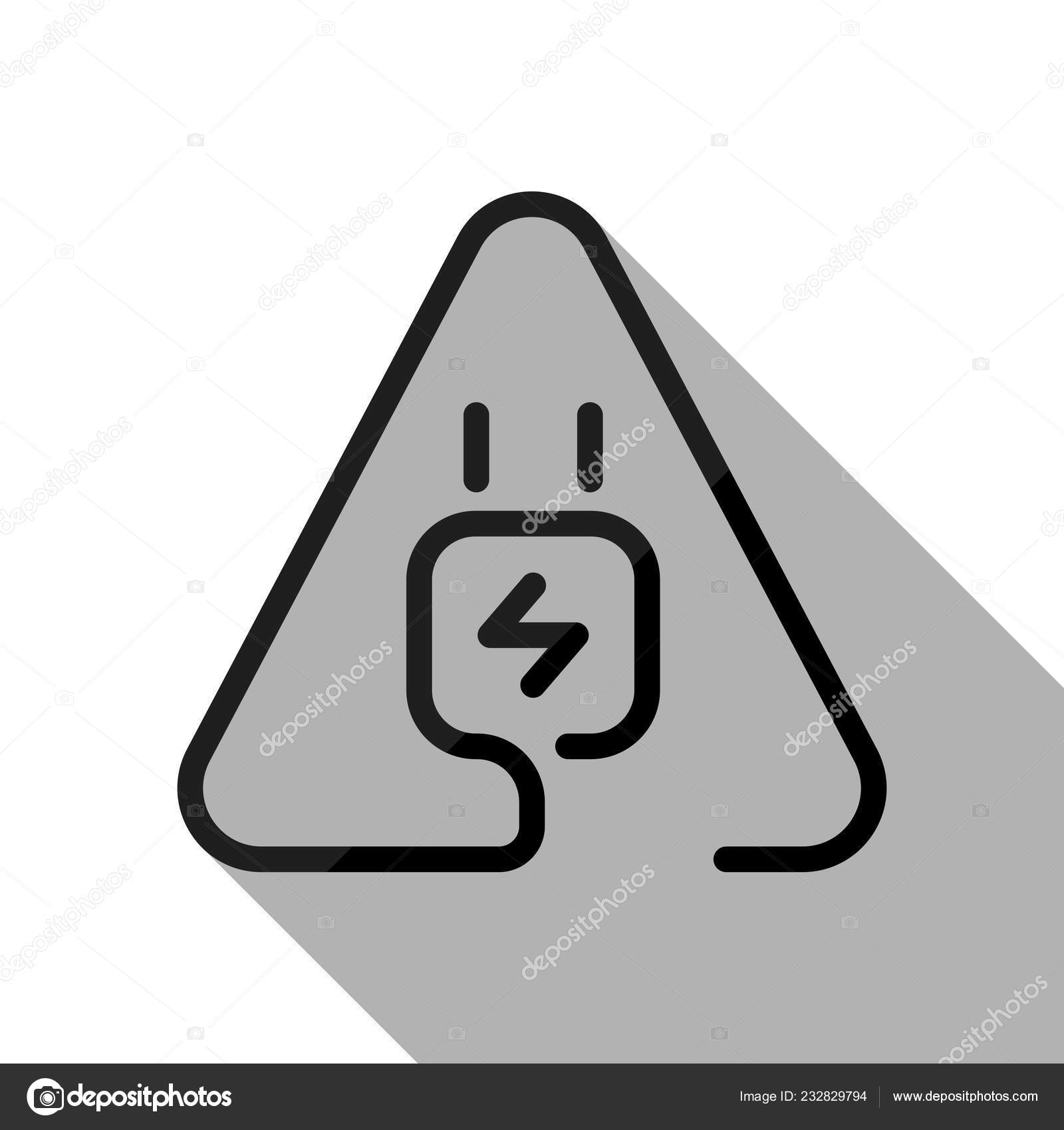 Electric Power Plug Warning Triangle Simple Linear Icon Thin Outline ...