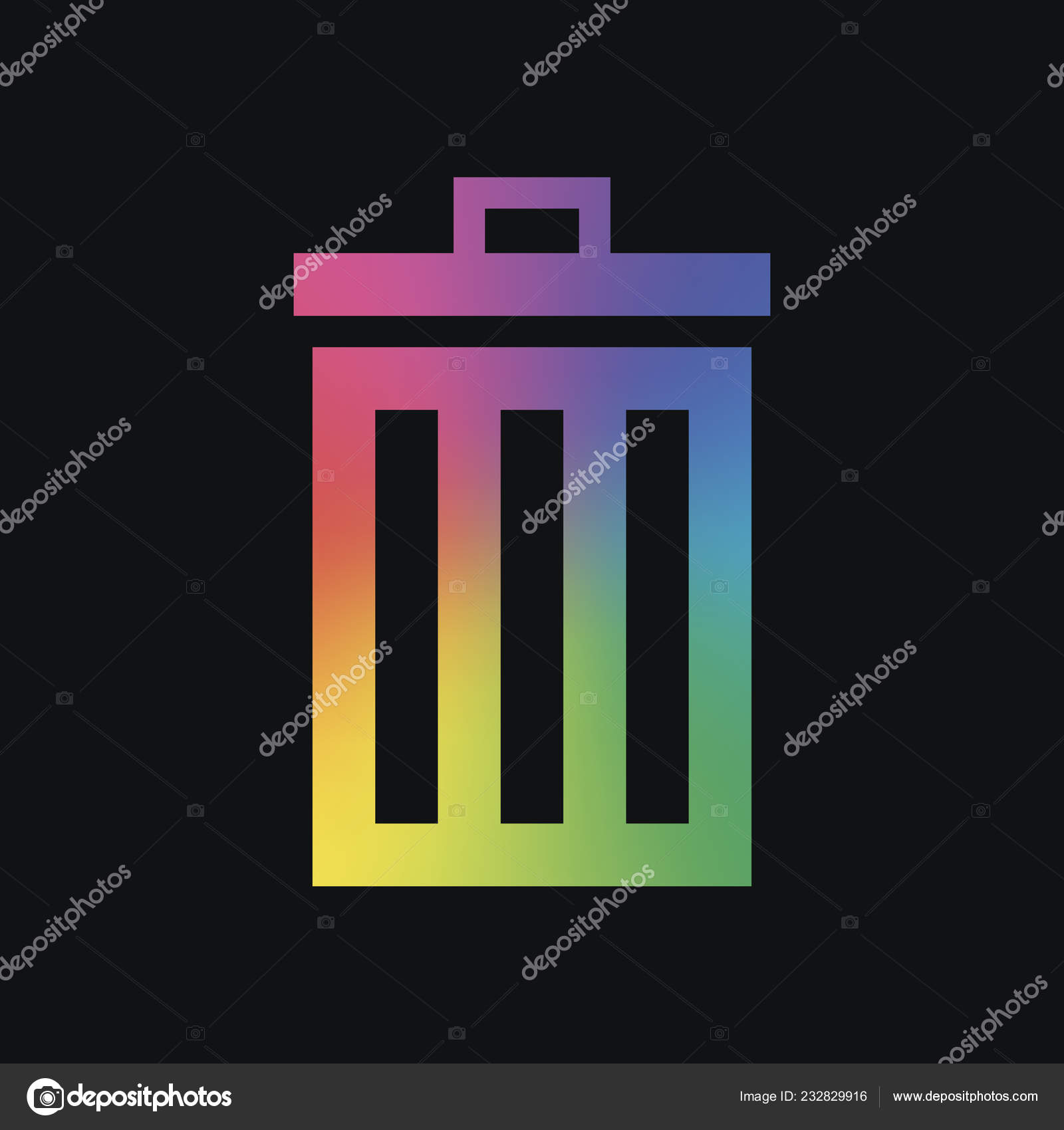 Trash Bin Simple Icon Rainbow Color Dark Background Stock Vector Image ...